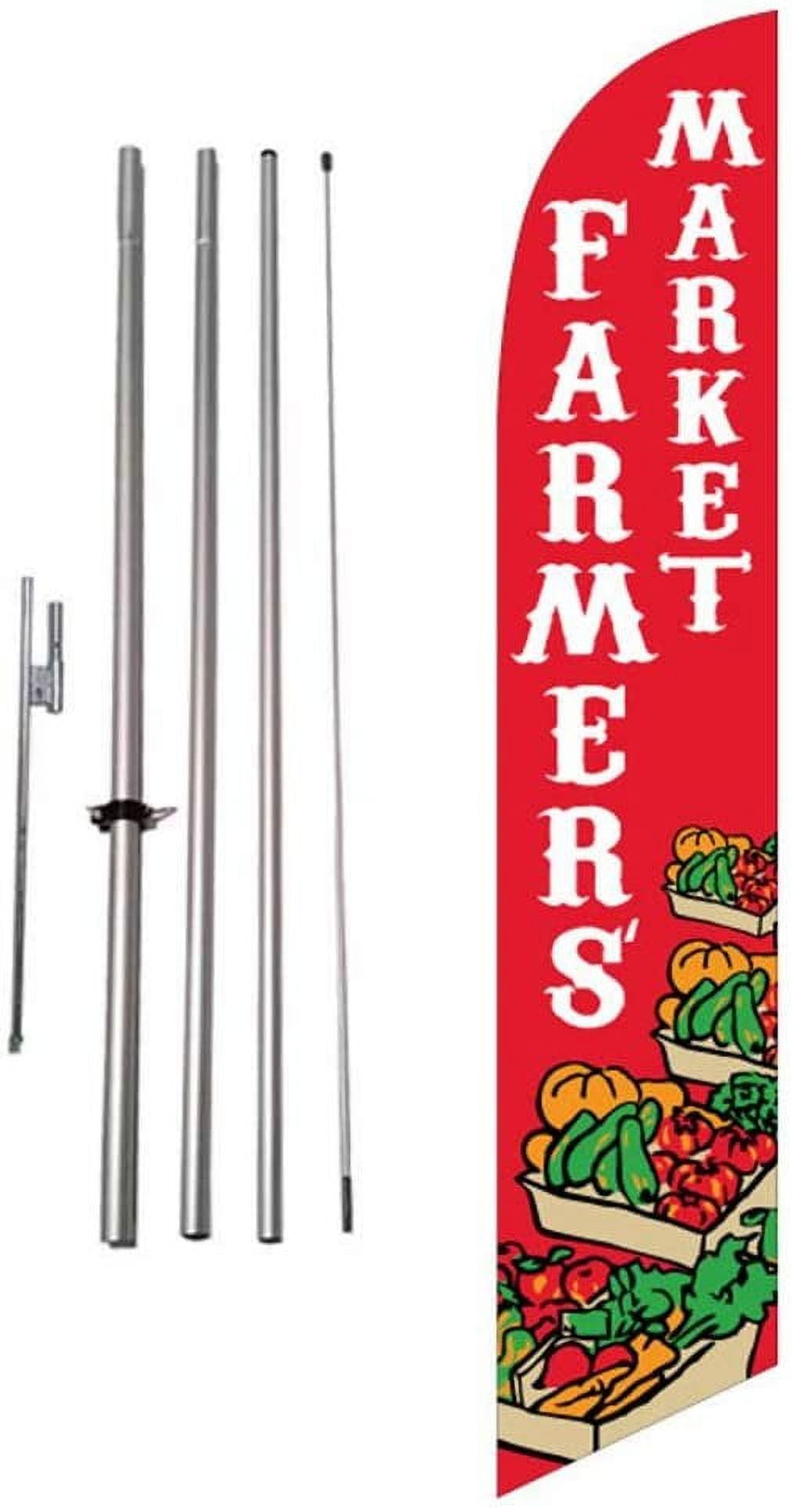 Farmers Market Feather Banner Swooper Flag Sign with Wind Yard Stand ...