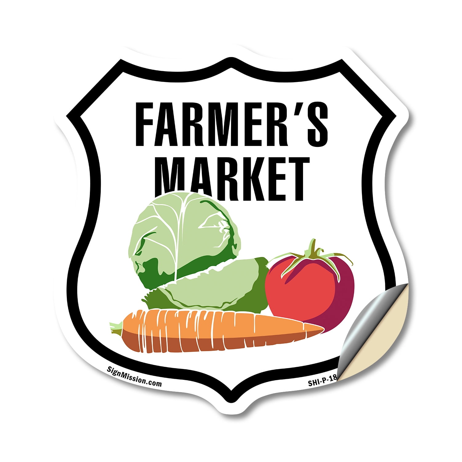 Farmers Market Color Fruit Vegetables (5 Pack) 4 inch X 4 inch Shield ...