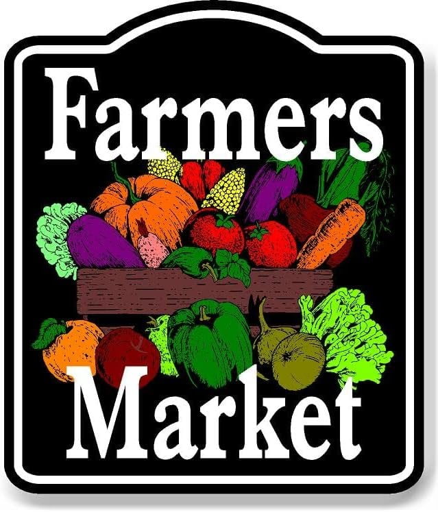 Farmers Market Color Fruit Vegetables BLACK Aluminum Composite Sign, 20 ...