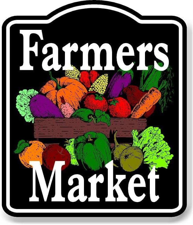 Farmers Market Color Fruit Vegetables BLACK Aluminum Composite Sign, 8. ...