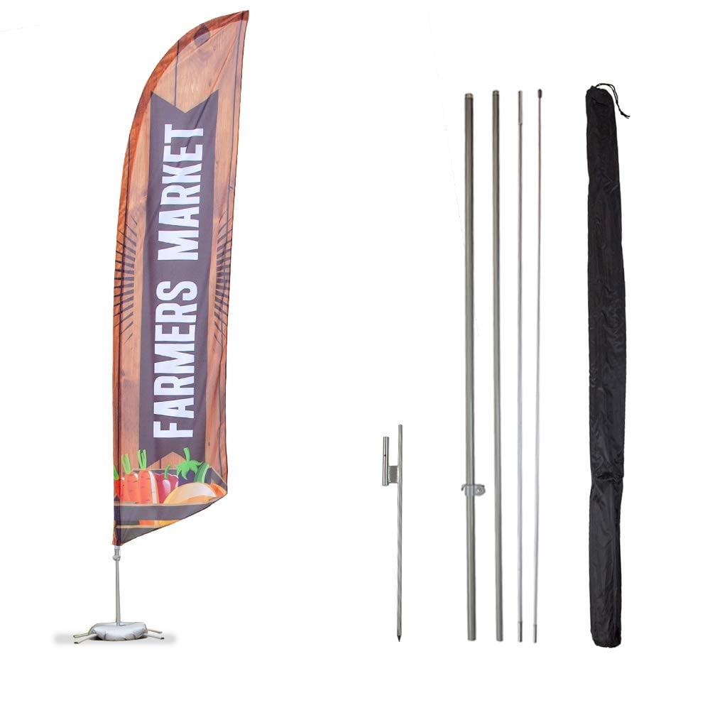 Farmers Market Feather Flag Kit - 13.5ft Knitted Polyester Swooper Flag ...