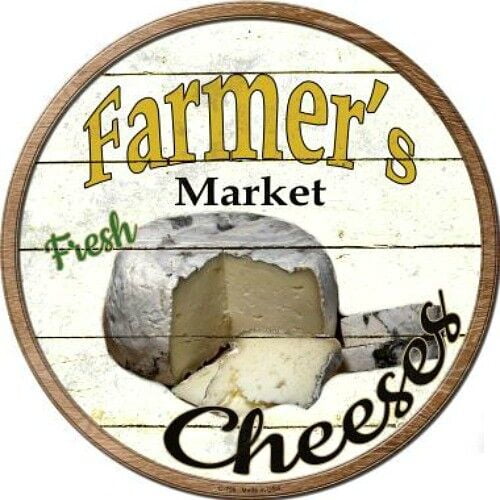 Farmers Market Fresh Cheeses Round Metal Sign Rustic Retro Kitchen ...