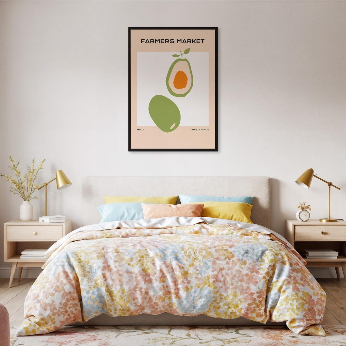 Farmers Market Fruit Wall Art Poster Minimalist Avocado Olive Kitchen ...