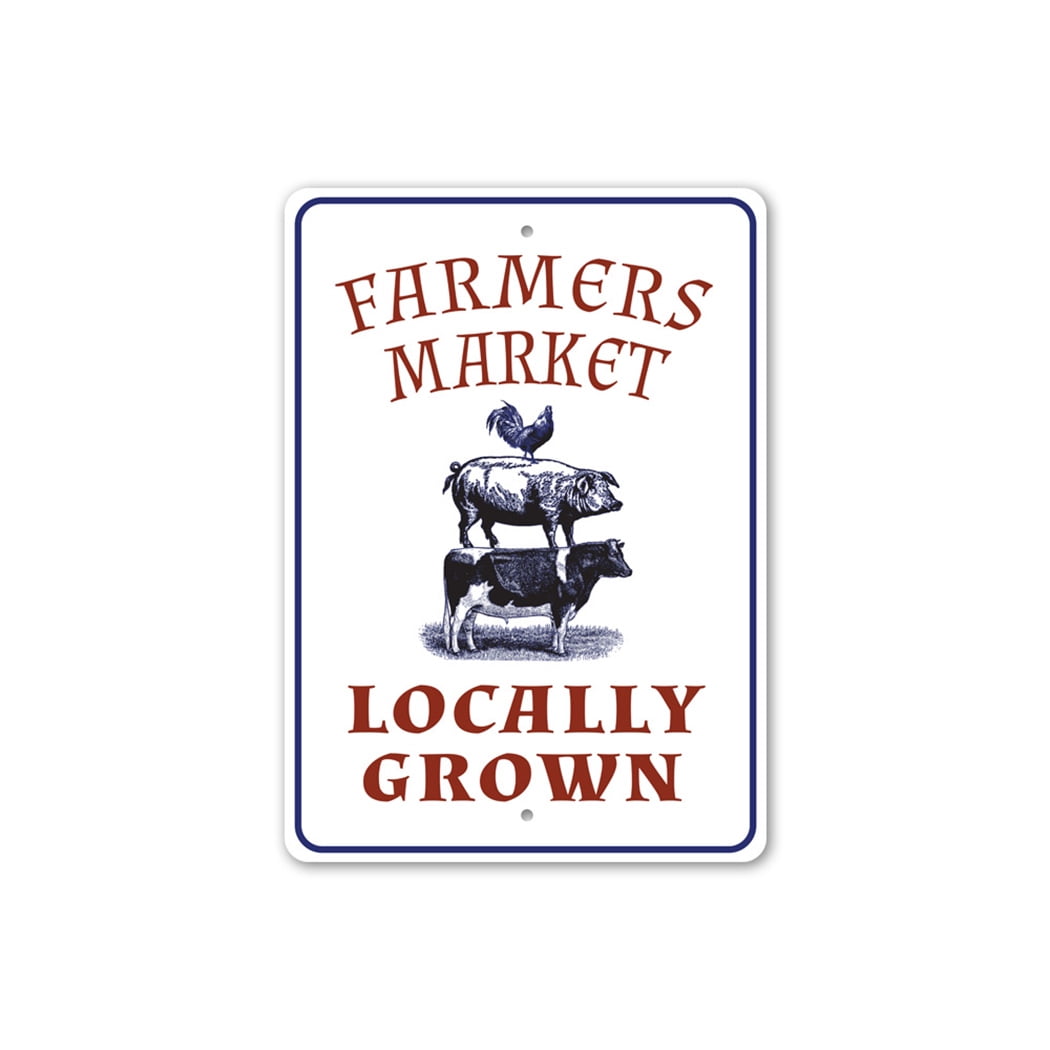 Farmers Market Locally Grown, Fresh Produce Sign, Farm Aluminum Metal ...