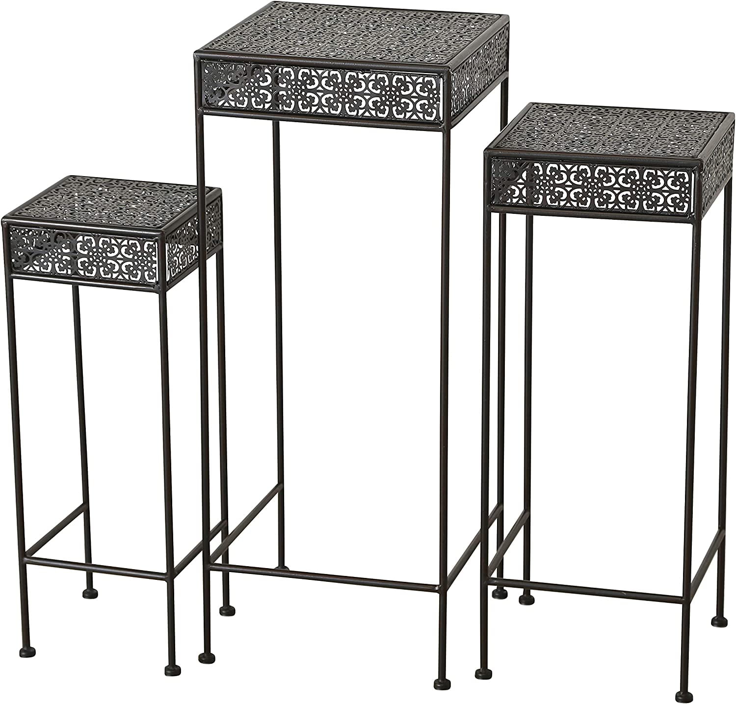 Farmers Market Metal Plant Stands, Set of 3, Nesting Tables, Square Top ...