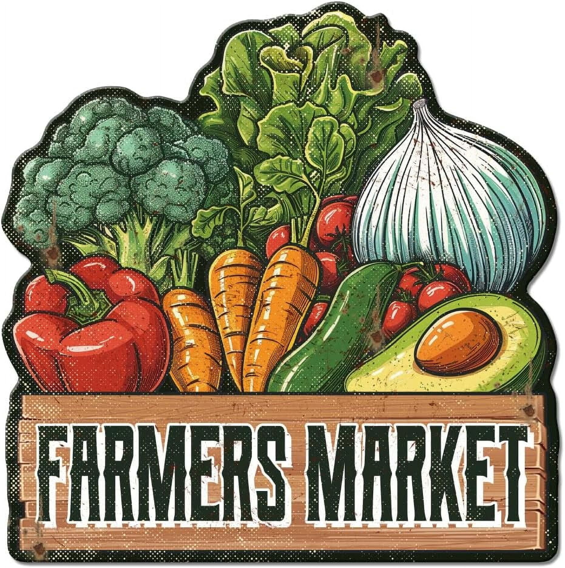 Farmers Market Metal Tin Sign 10.55x10.63inch Vegetable Vintage Tin ...