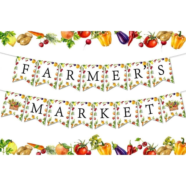 Farmers Market Party Decorations - Farmer's Market Banner, Pre-Strung ...