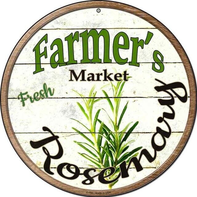 Farmers Market Rosemary Round Circular Metal Sign Home Garage Wall ...