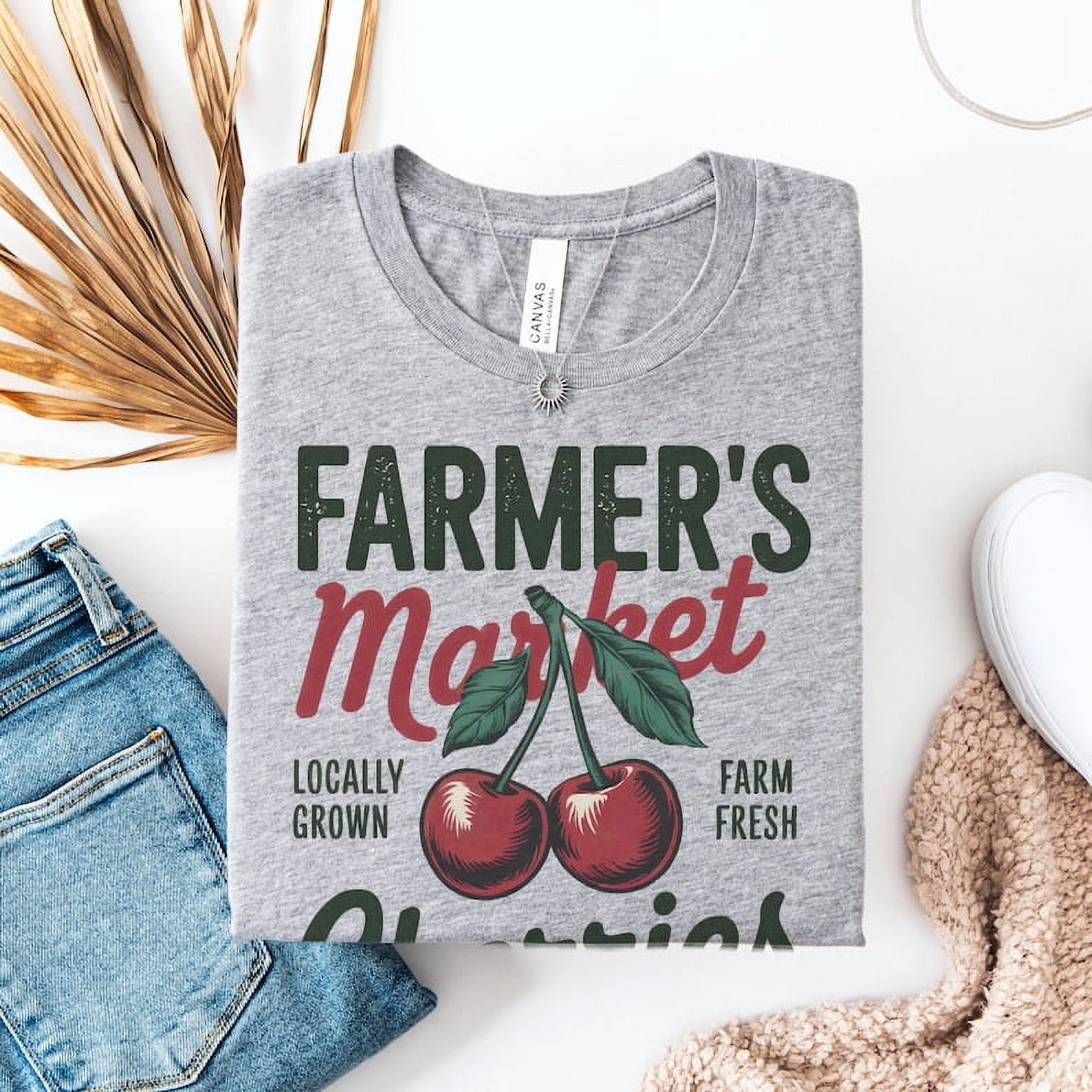 Farmers Market Vintage Cherry Shirt, T-Shirt for Farm Fruits, Red ...