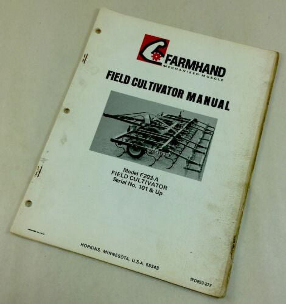 Farmhand Field Cultivator Operators Owners Instructions Parts List ...