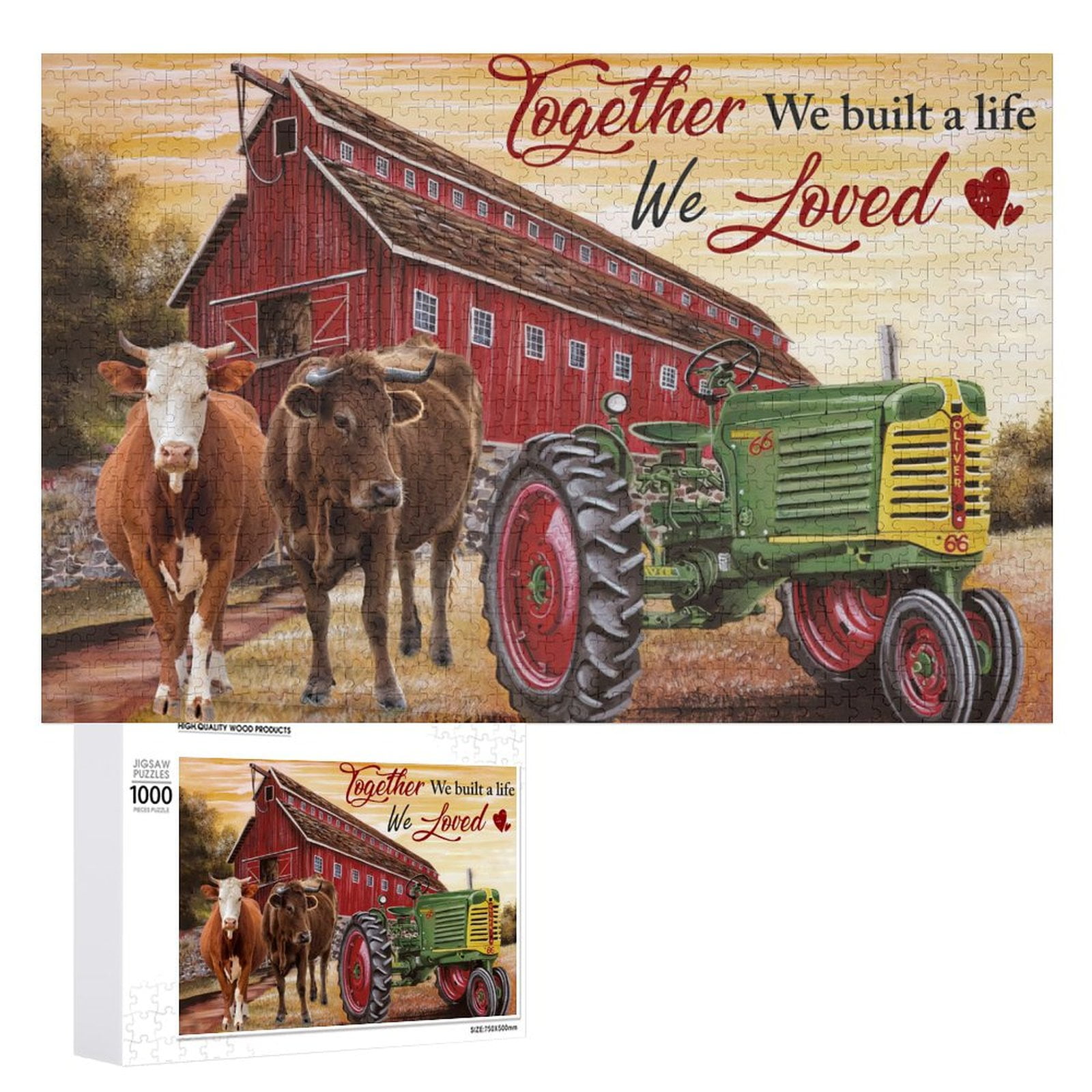 Farmhouse 1000 Piece Jigsaw Puzzles for Adults - Cows Barn Together We ...