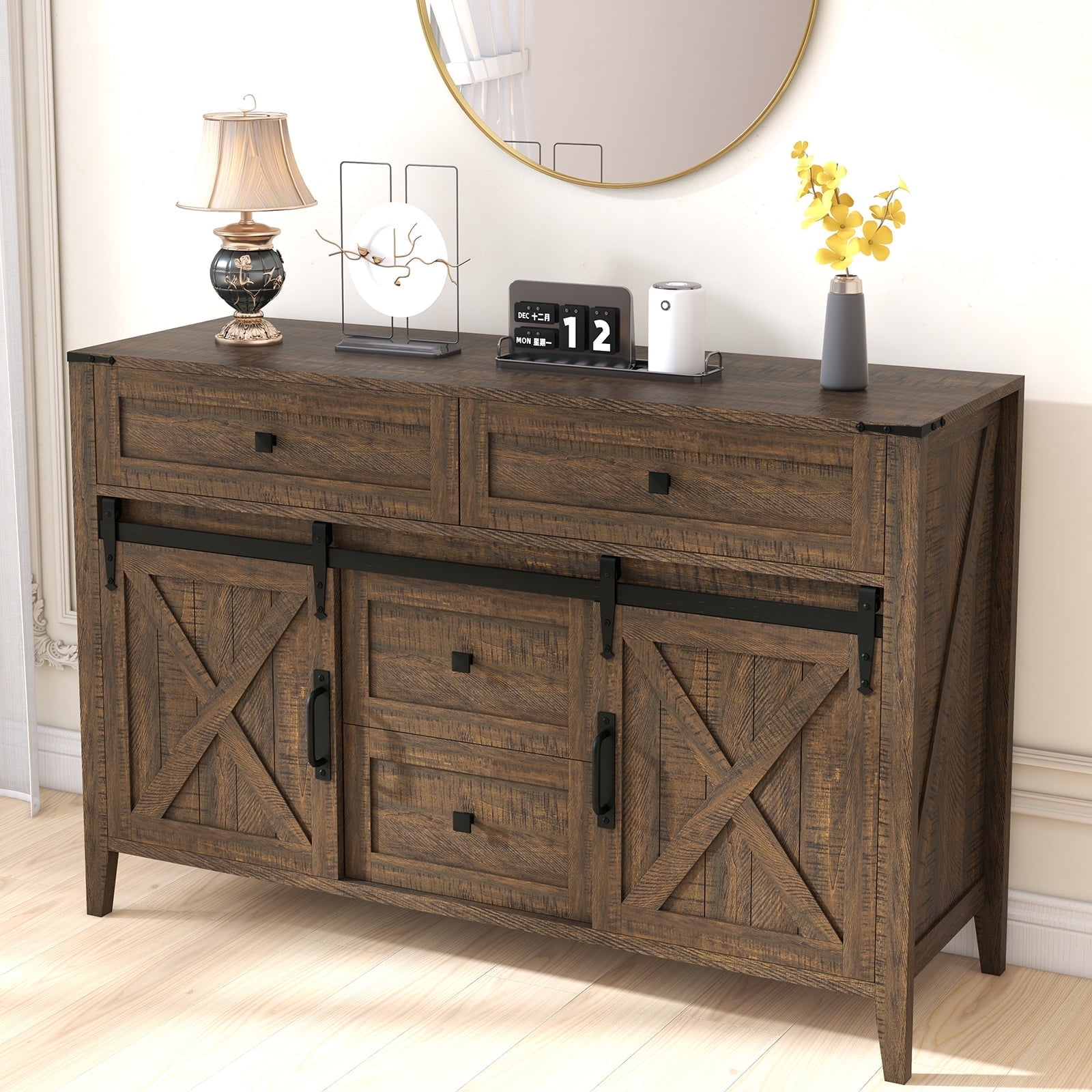 Farmhouse 2-Drawer Dresser Chests for Bedroom,47 Inch 4 Drawers Dresser ...