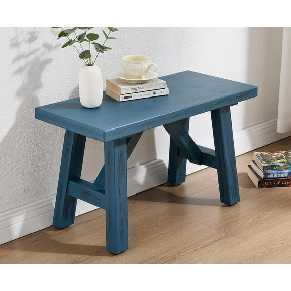 Farmhouse 2-Tier Storage Bench, 30" Solid Wood Entryway Bench Seat ...