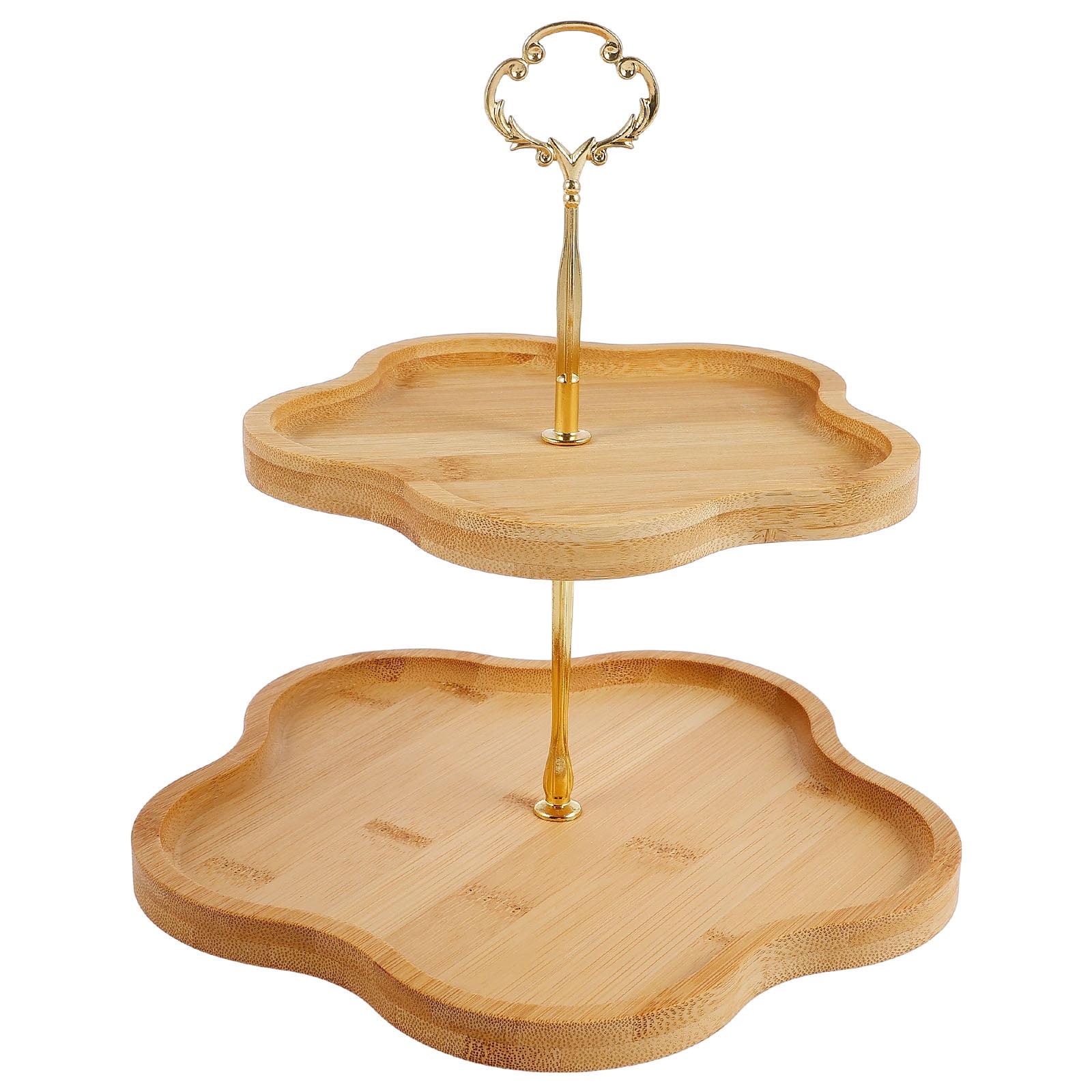 Farmhouse 2 Tiered Tray Stand for Home Decor, Wooden Serving Tiered ...