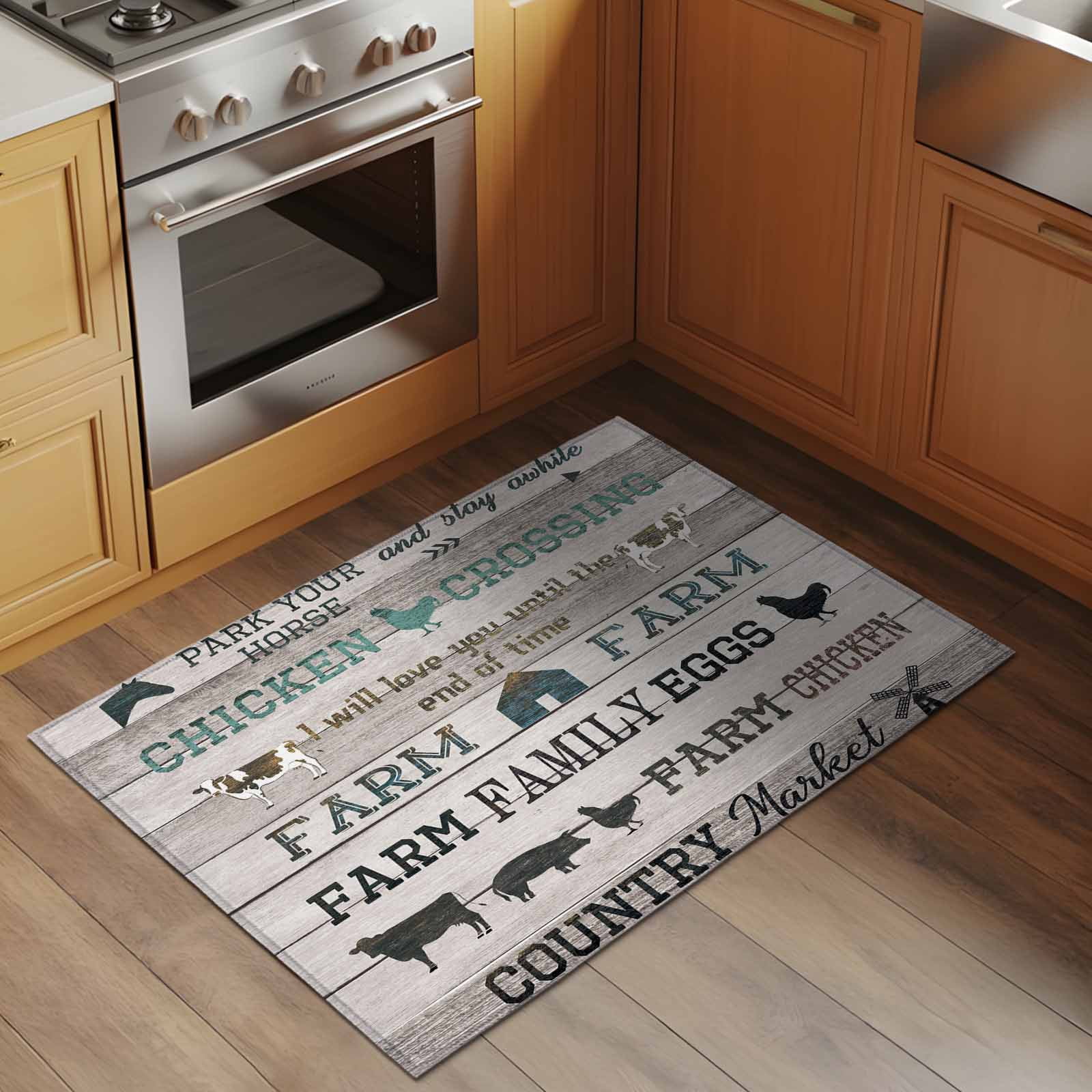Farmhouse 2x3 Rug for Entryway Front Door Kitchen Sink Area, Green ...