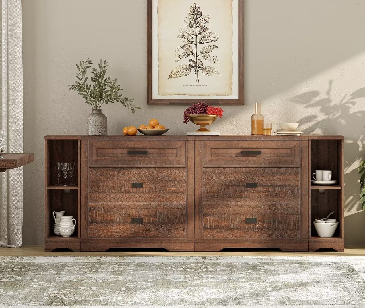 Farmhouse 4 in 1 Dresser TV Stand for 75 85 95" TVs ,Wood Entertainment ...