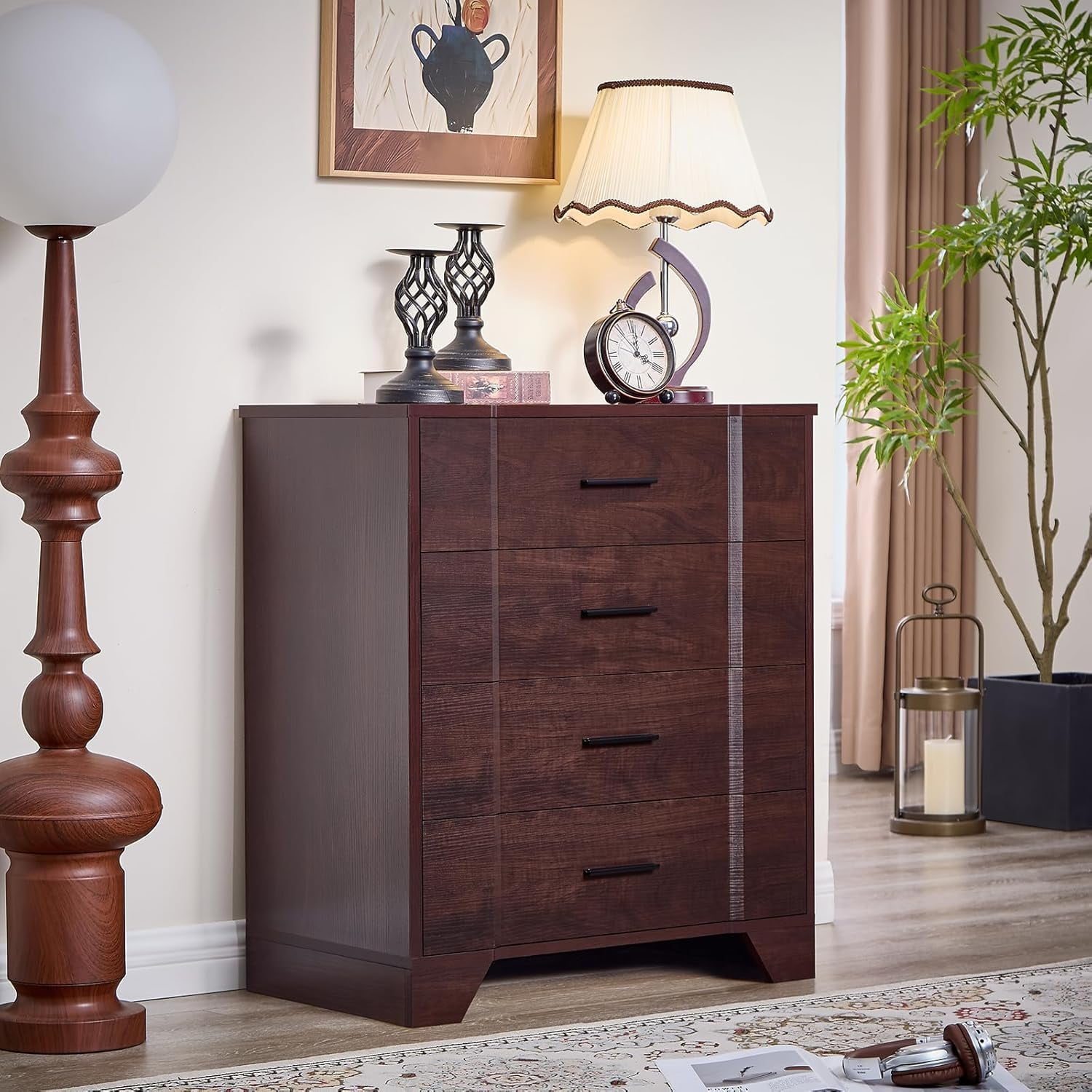 Farmhouse 4 Drawer Dresser for Bedroom Wood Chest of Drawers for ...