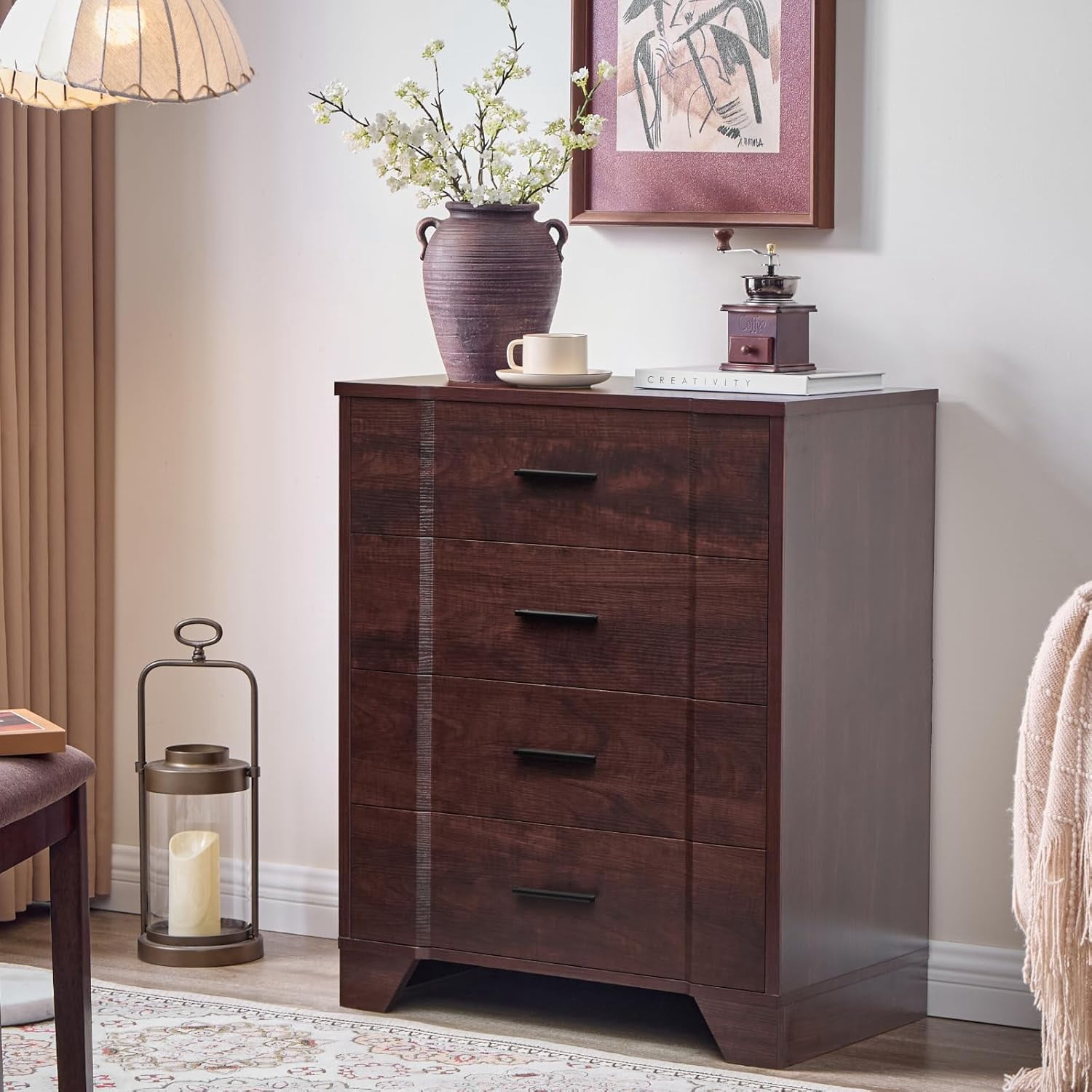 Farmhouse 4 Drawers Dresser for Bedroom, Wood Chest of Drawers, 4 Chest ...