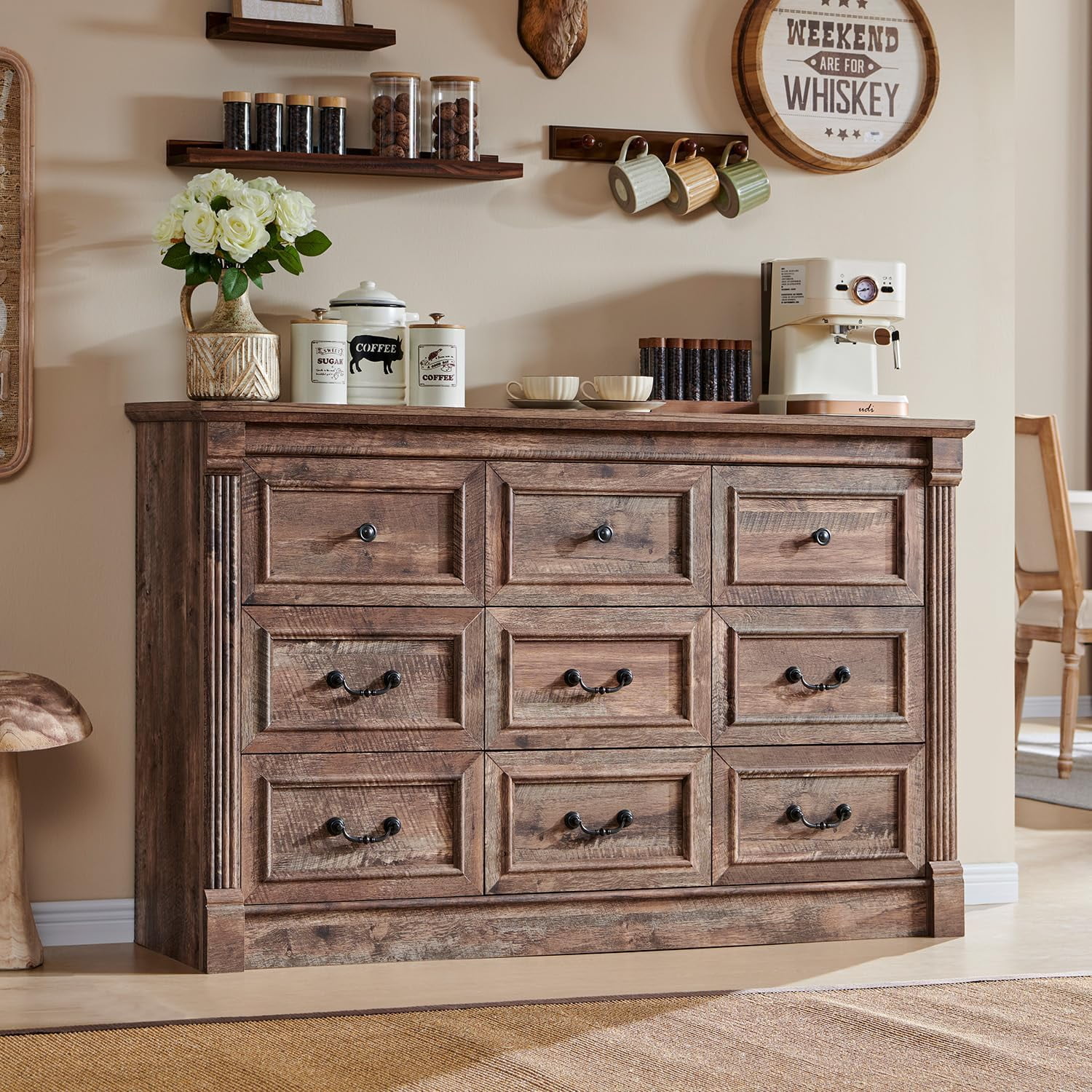 Farmhouse 48" W Buffet Cabinet with Storage Wood Rustic Sideboard ...