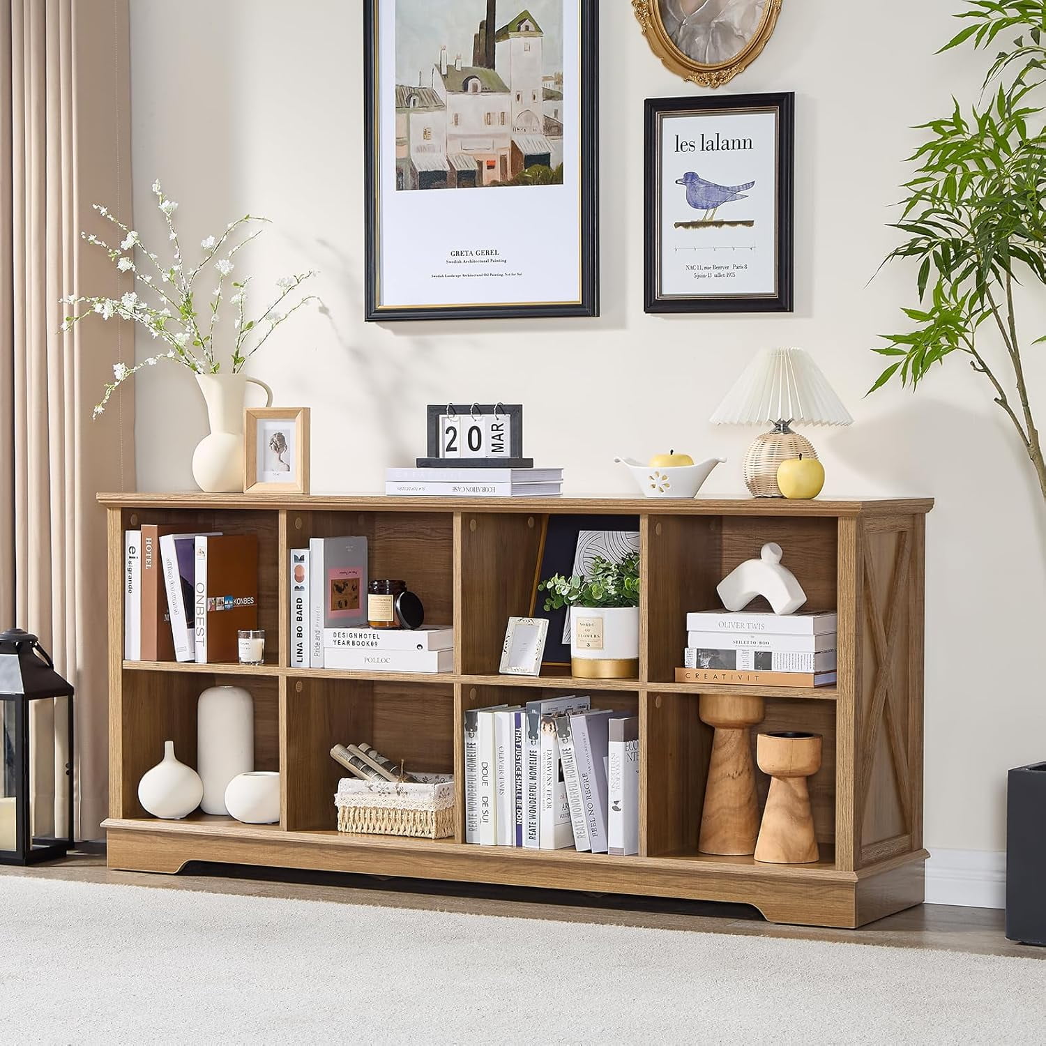 Farmhouse 5 Cube Bookshelf Storage Organizer Bookcase Kids Toy Storage ...