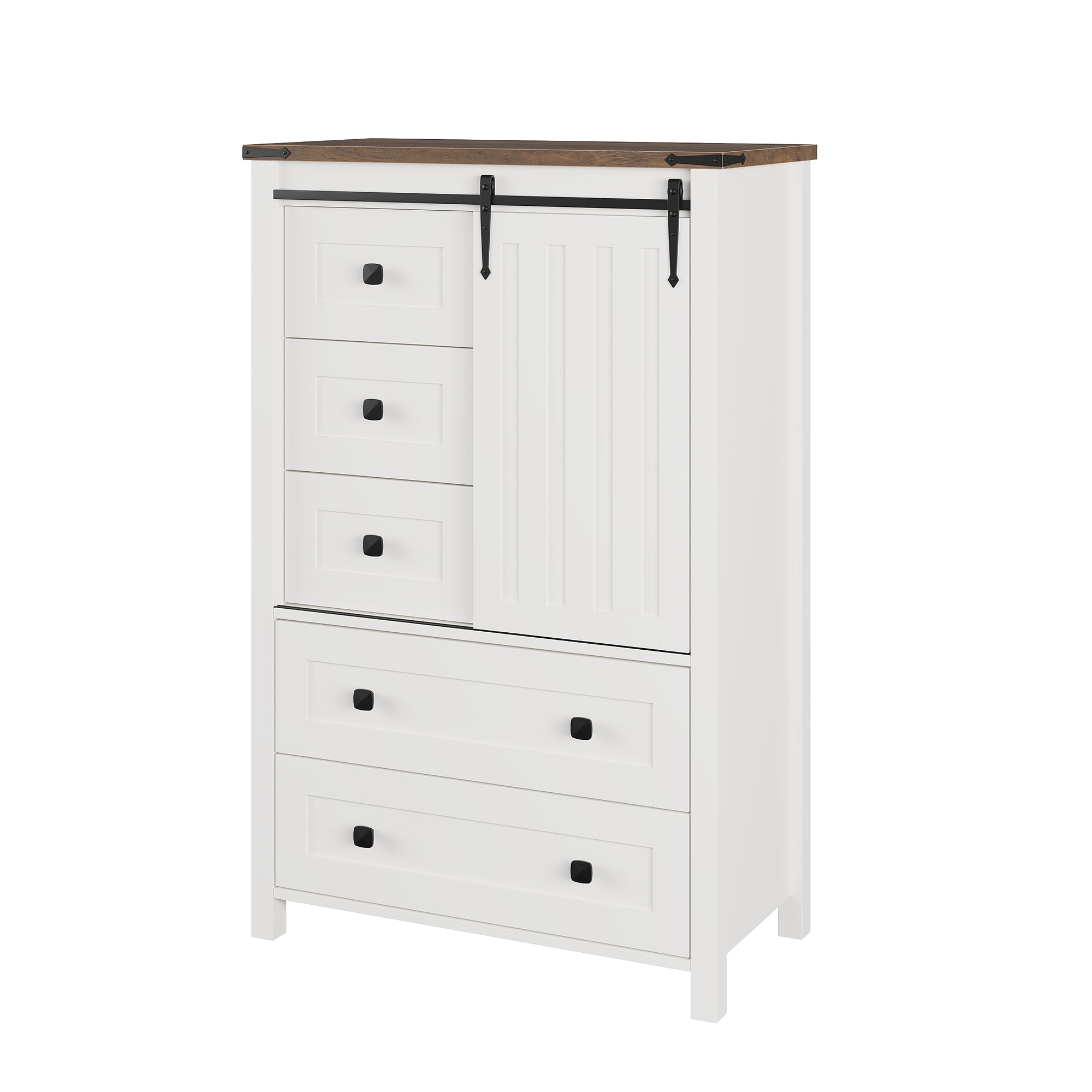 Farmhouse 5 Drawer Dresser for Bedroom, 48" Tall Wood Dresser Chest of ...