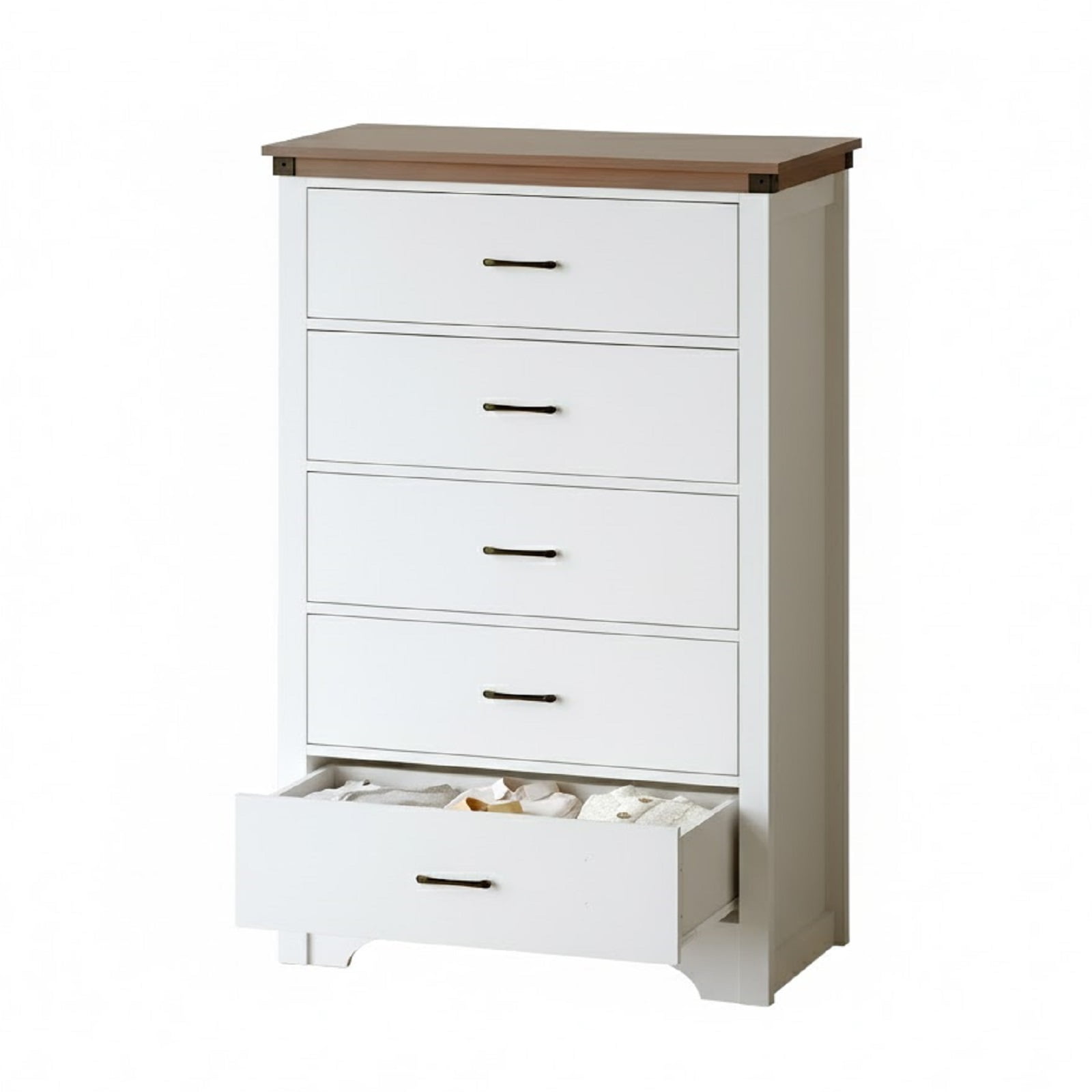 Farmhouse 5-Drawer Dresser with Anti-Tipping Device & Storage Organizer ...