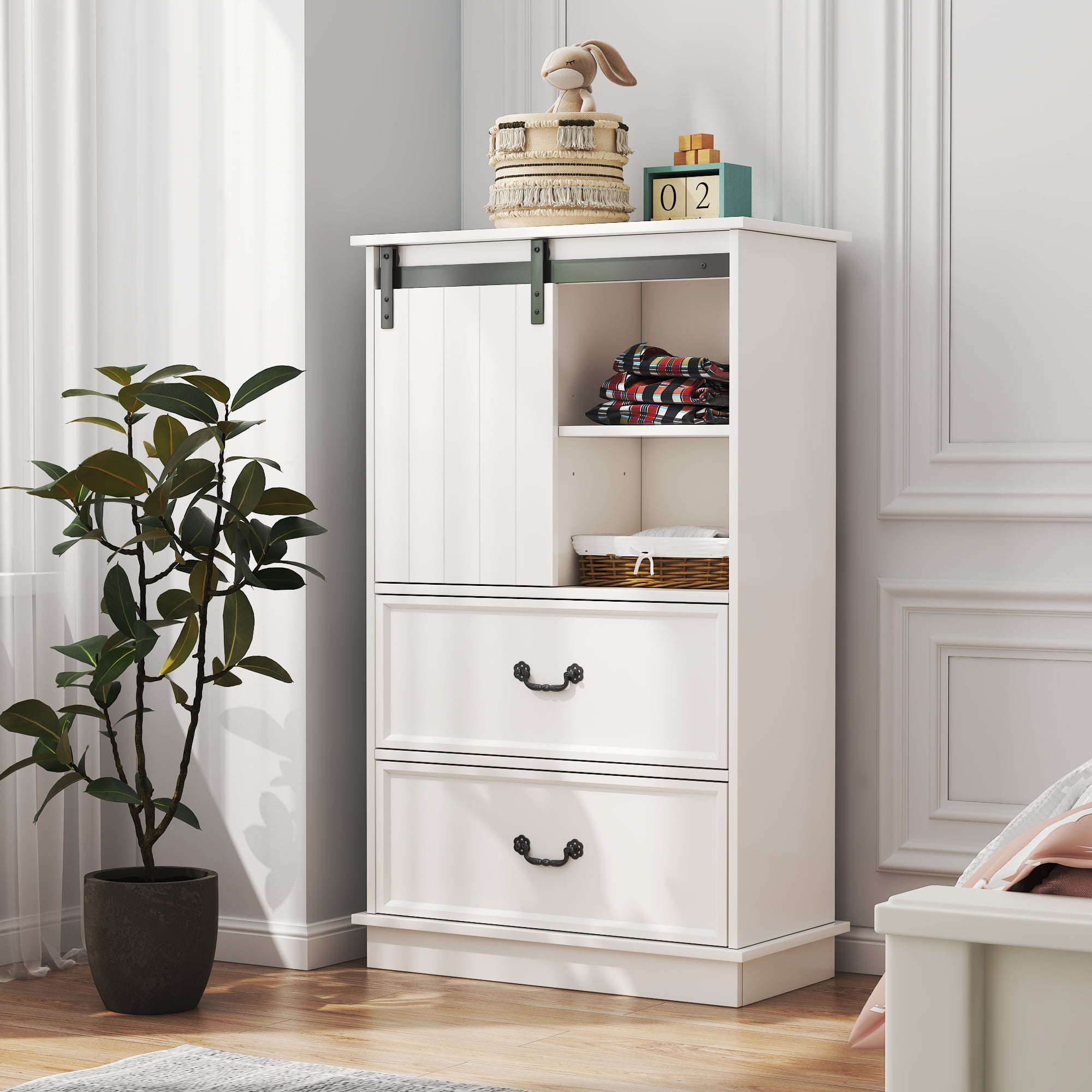Farmhouse 5 Drawers Dresser, 51" Tall Chest Of Drawers, Dressers With ...