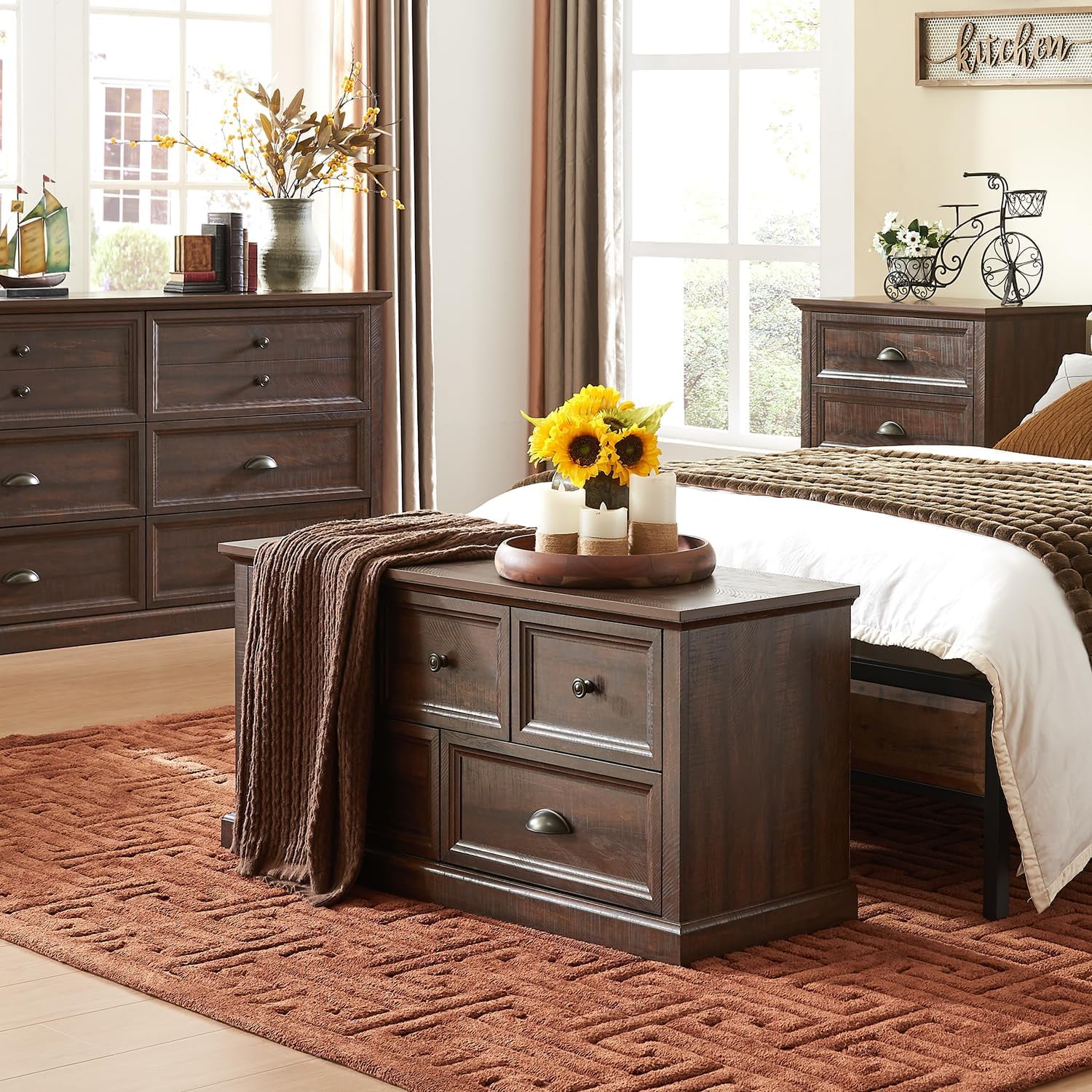 Farmhouse 5 Drawers Dresser for Bedroom, 45" Wide Chest of Drawers, 21 ...