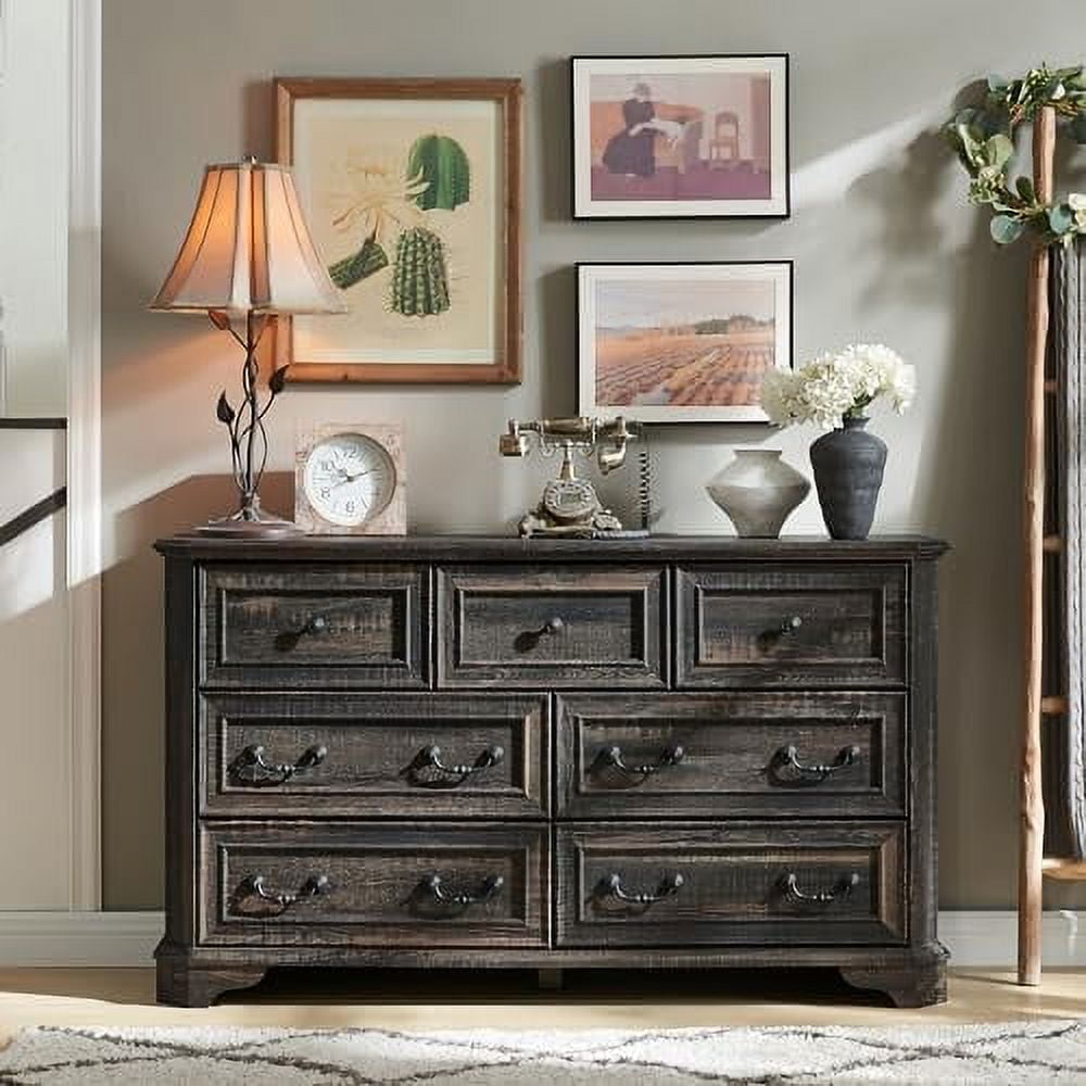 Farmhouse 5 Drawers Dresser Chests for Bedroom Wood Rustic Tall Chest ...