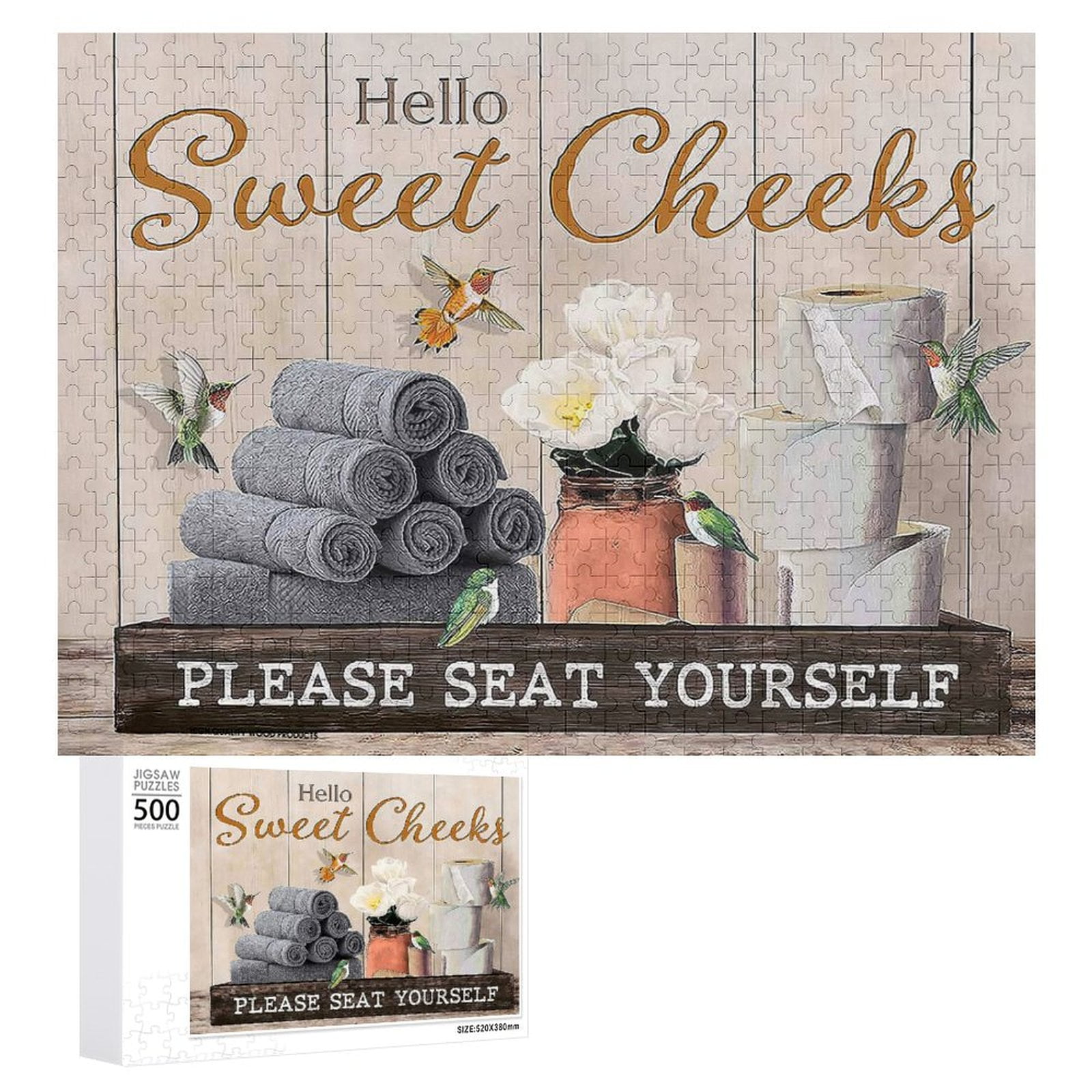 Farmhouse 500 Piece Jigsaw Puzzles for Adults - Rustic Hello Sweet Cheeks Funny Puzzle,Seek And ...