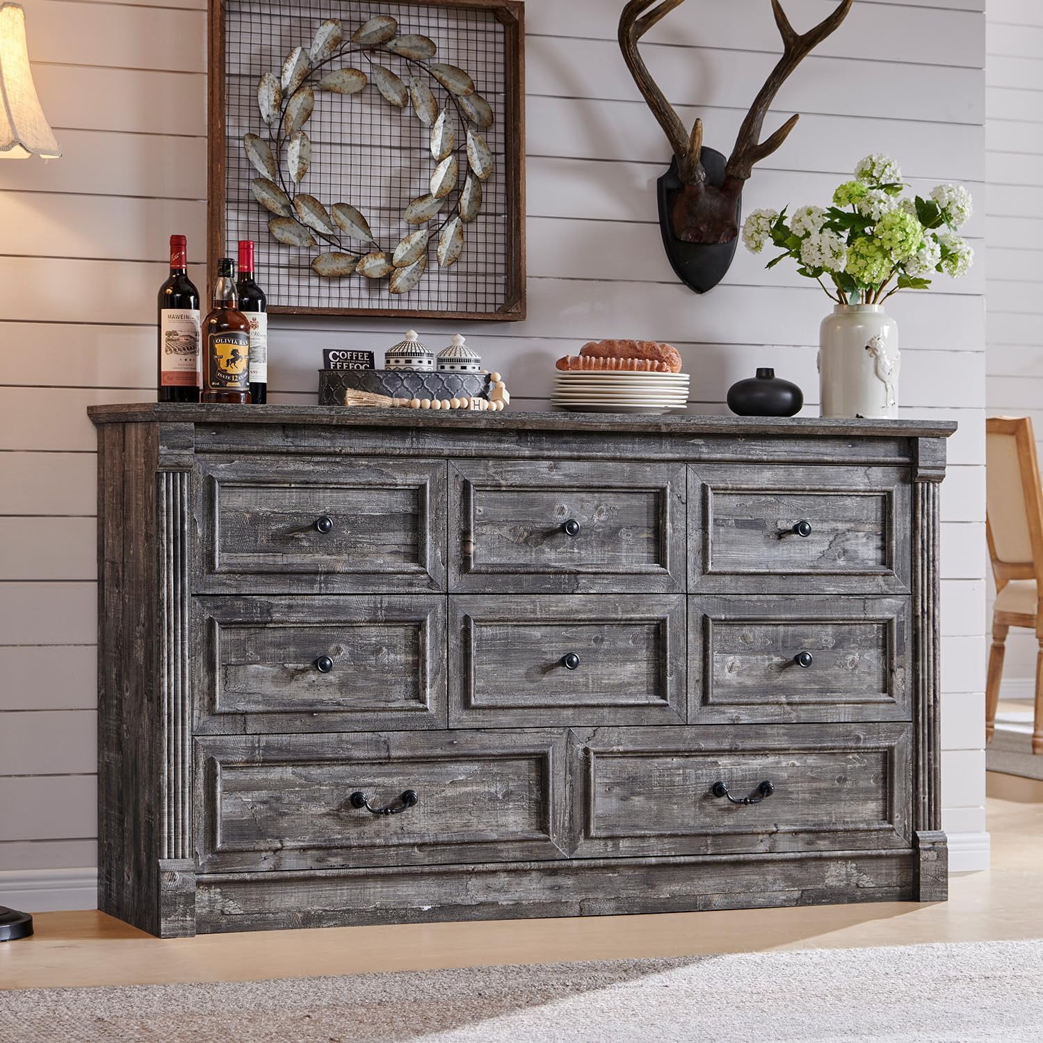 Farmhouse 55" W Buffet Cabinet with Storage Wood Rustic Sideboard ...