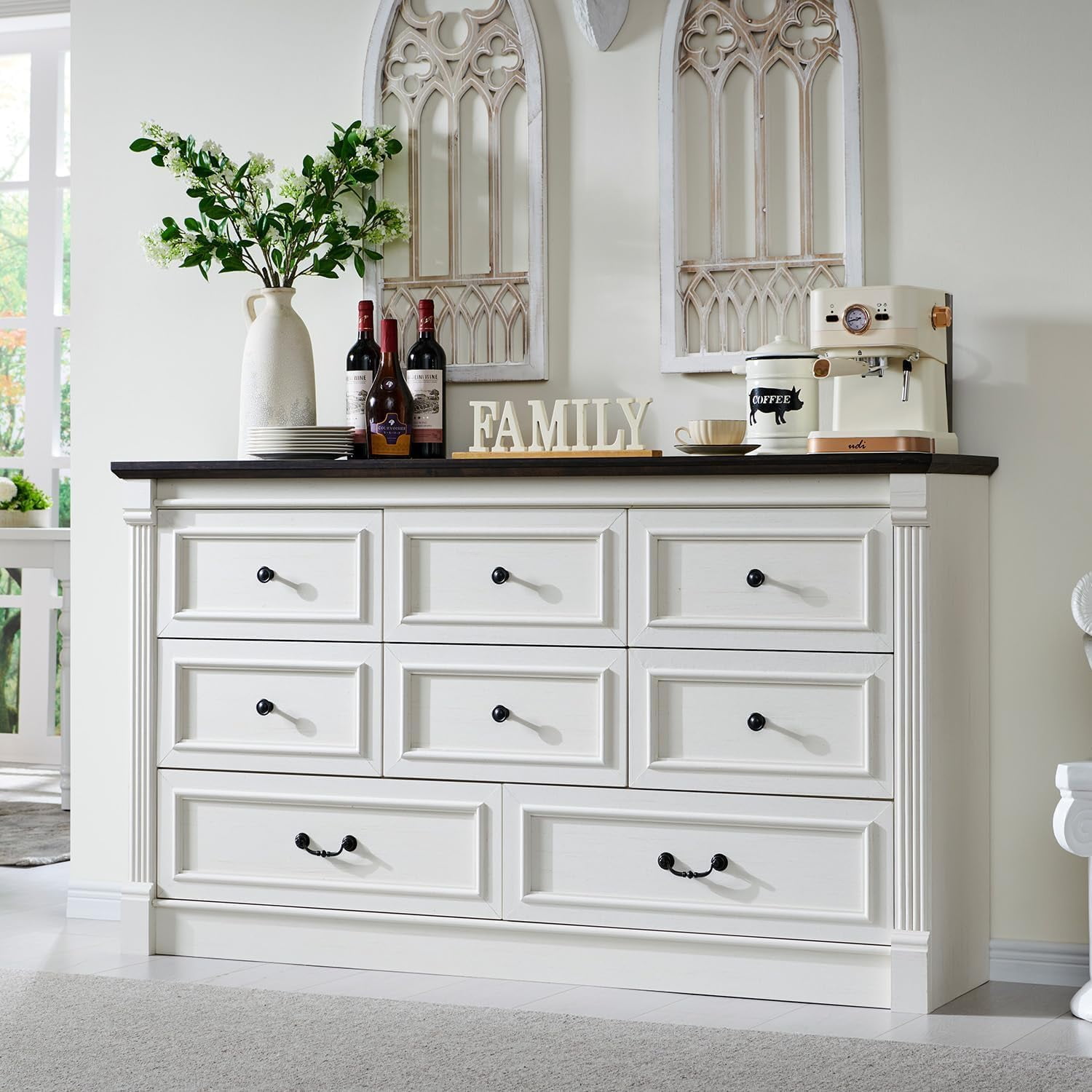 Farmhouse 55" W Buffet Cabinet with Storage Wood Rustic Sideboard ...