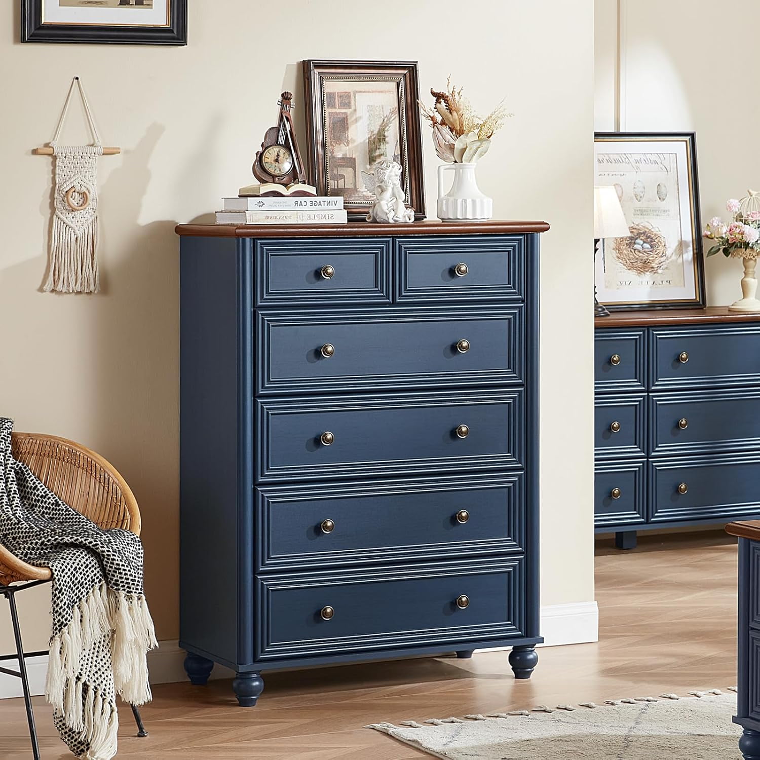 Farmhouse 6 Drawer Dresser, Chest of Drawers for Bedroom, 43.5" Tall ...