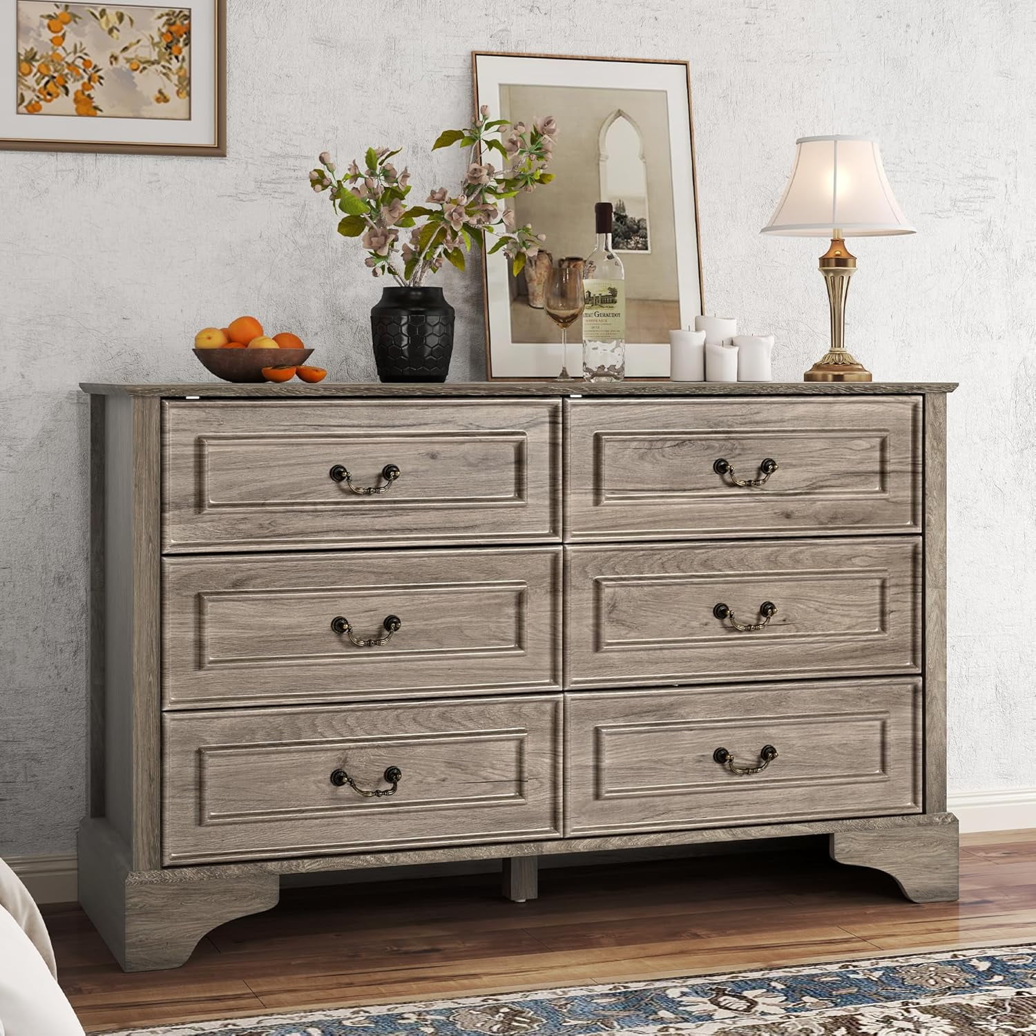 Farmhouse 6 Drawers Dresser for Bedroom, 47'' Wide Rustic chests of ...