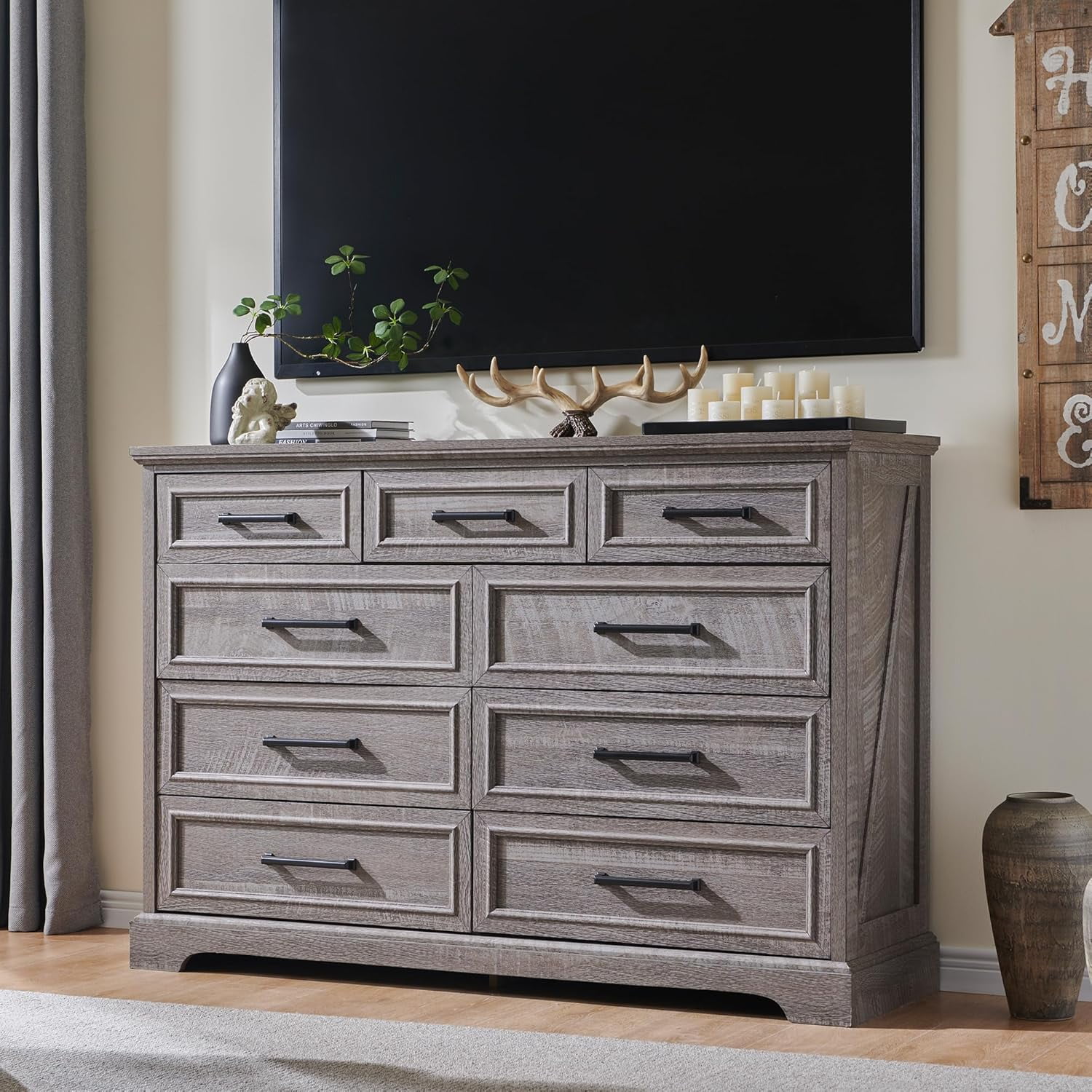 Farmhouse 6 Drawers Dresser for Bedroom 52'' Wide Large Wood Dressers ...