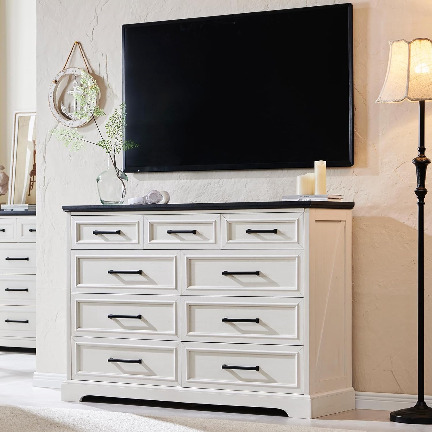 Farmhouse 6 Drawers Dresser for Bedroom 52'' Wide Large Wood Dressers ...