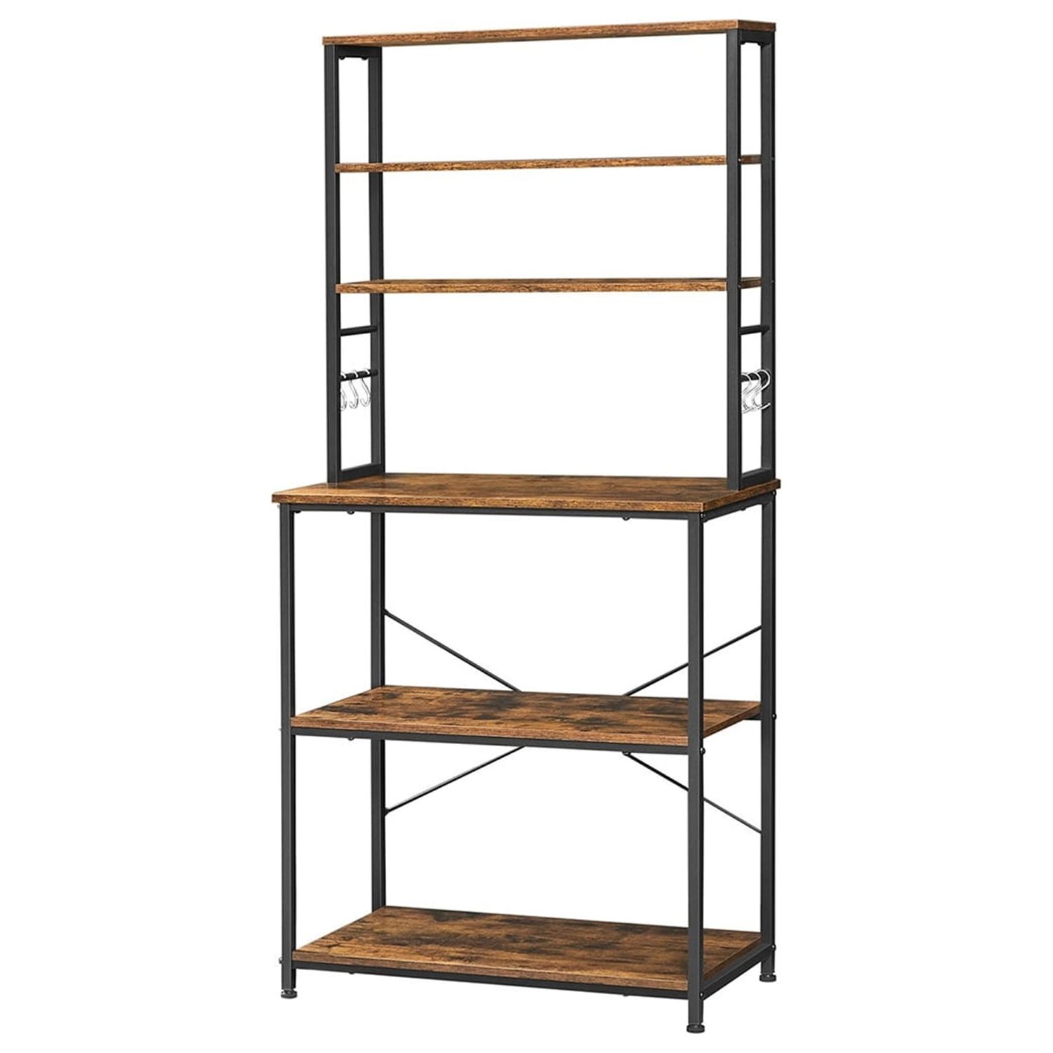 Farmhouse 6 Tier Industrial Utility Kitchen Bakers Rack Microwave Stand ...