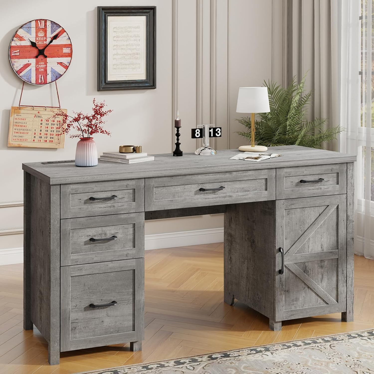 Computer Desk With File Drawer Farmhouse 47 Executive Desk With ...