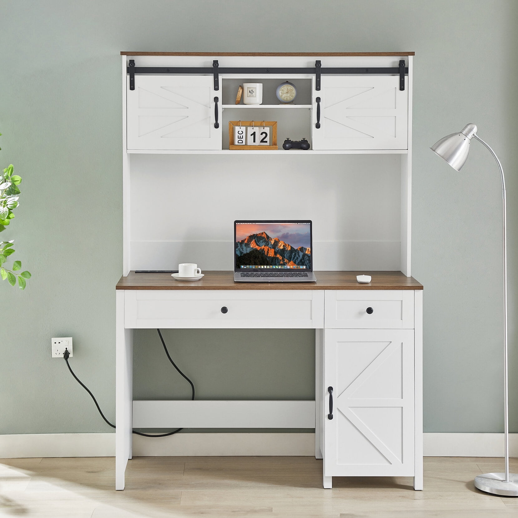 Farmhouse 68" Executive Desk with Drawers, Home Office Desk with ...