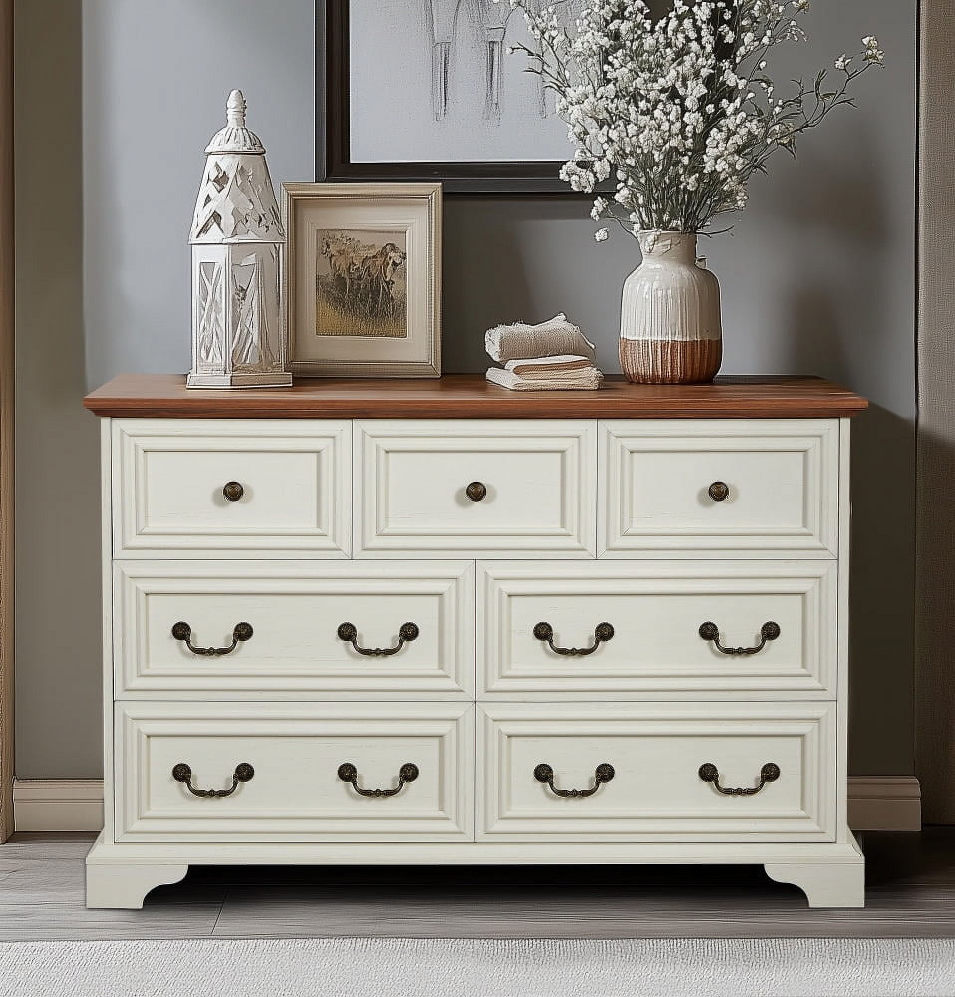 Farmhouse 7 Drawers Dresser for Bedroom, 47.2" Dressers & Chests of ...