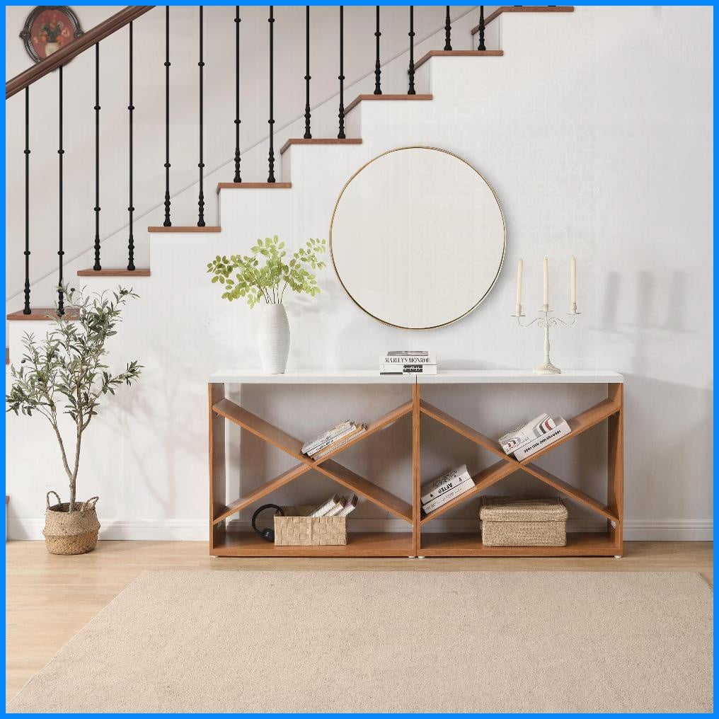 Farmhouse 70.87 Inch Extra Long Coffee Table - Detachable X-Shape ...