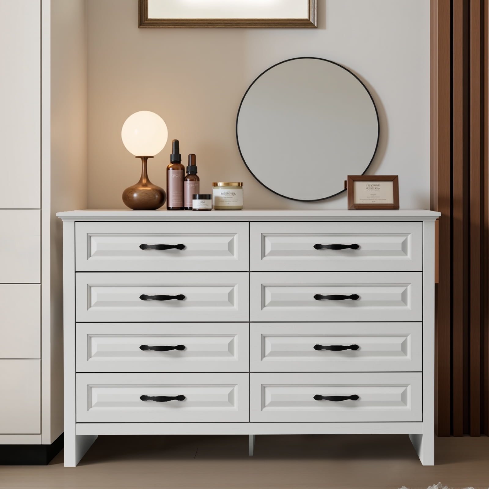 CHITOOMA White Dressers for Bedroom with 8 Drawer, Double Horizontal ...