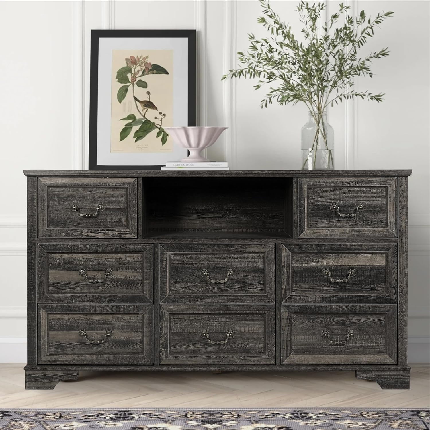 Farmhouse 8 Drawers Dresser for Bedroom, 55" Wide Wood Rustic Chest of ...