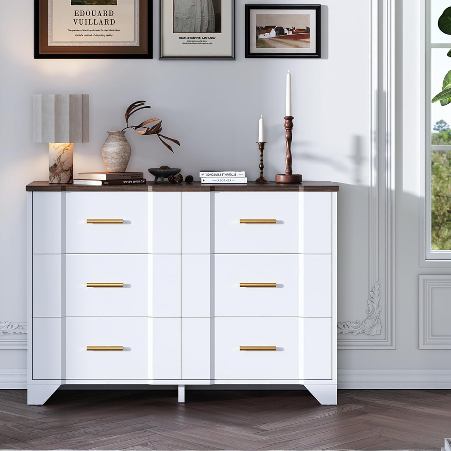 Farmhouse 8 Drawers Dresser for Bedroom, Wide Long Double Chest of ...