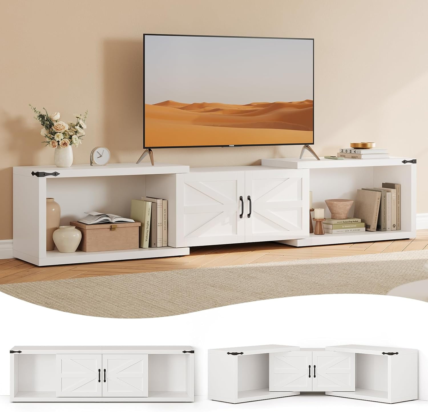 Farmhouse 86 Inch TV Stand for 75+ Inch TV for Living Room, Deformable ...