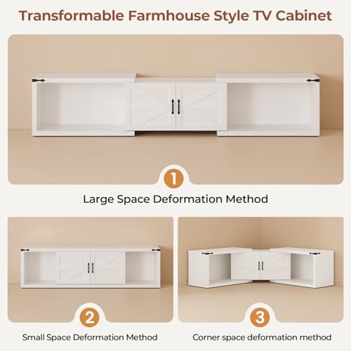 Farmhouse 86 Inch TV Stand for 75+ Inch TV for Living Room, Deformable ...
