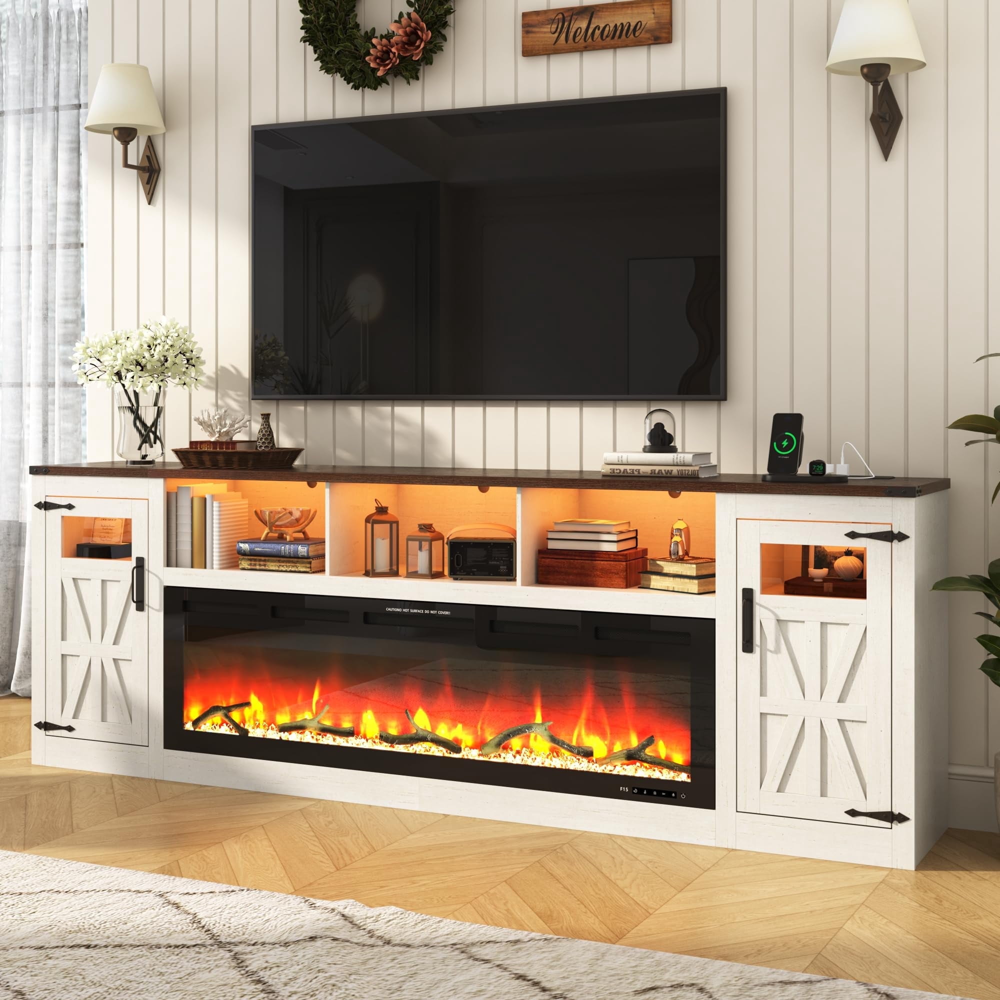 Blotout 95" Fireplace TV Stand for TVs up to 100" with 60" Electric ...