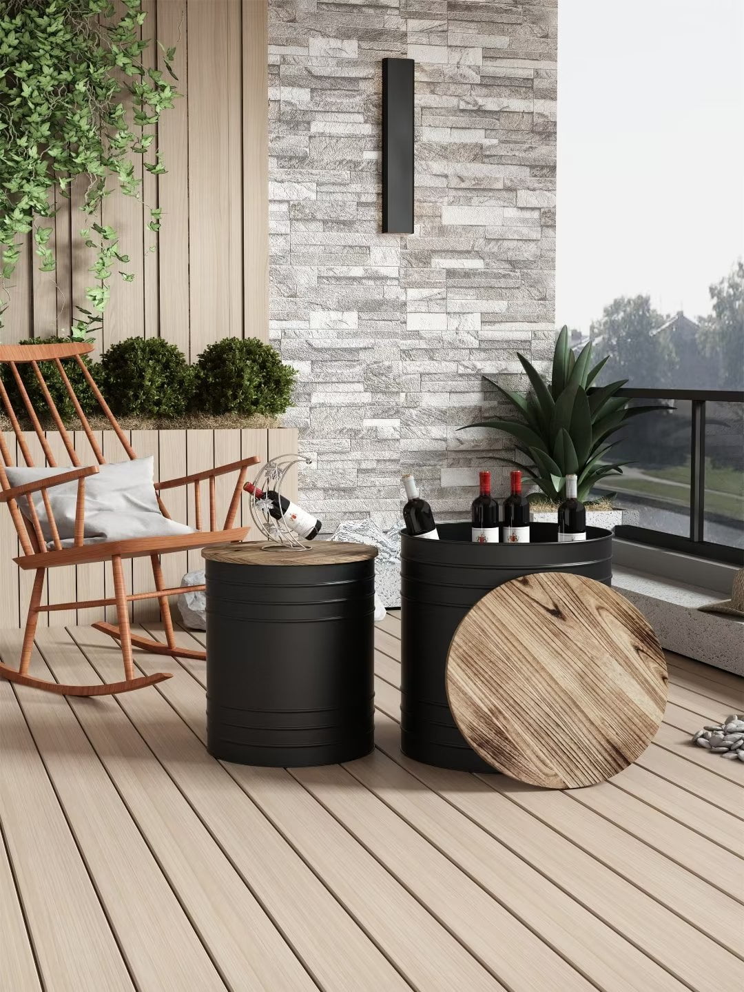 Farmhouse Accent Side Tables Set of 2, Rustic Coffee Tables Nesting ...