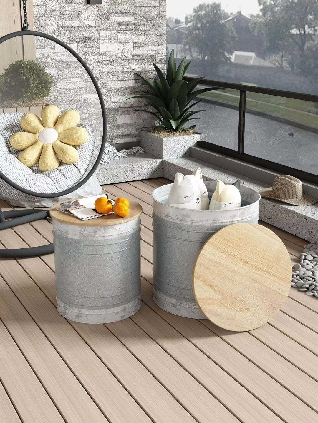 Farmhouse Accent Side Tables Set of 2, Rustic Coffee Tables Nesting ...