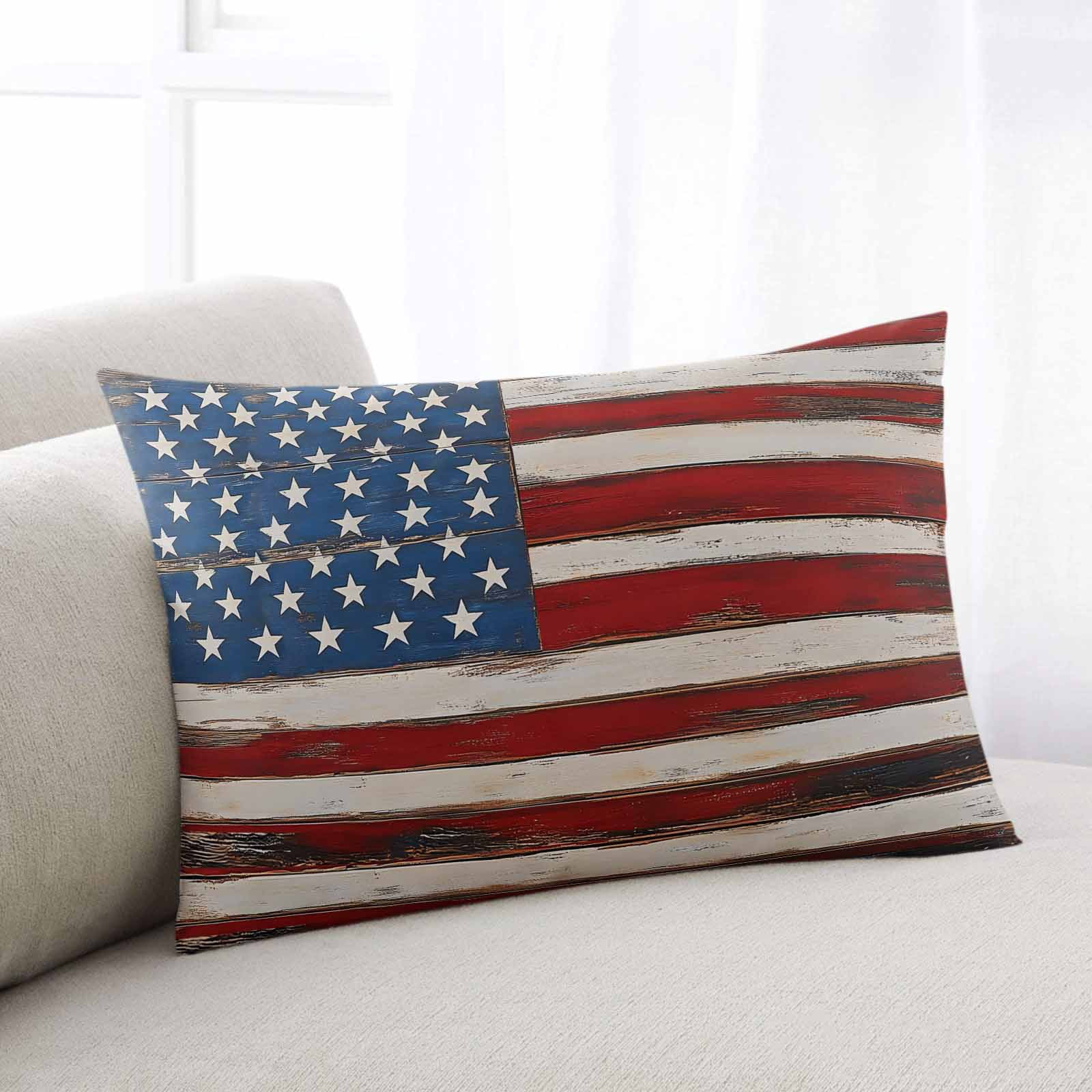 Farmhouse American Flag King Size Pillow Cover, Pillowcase Protectors ...